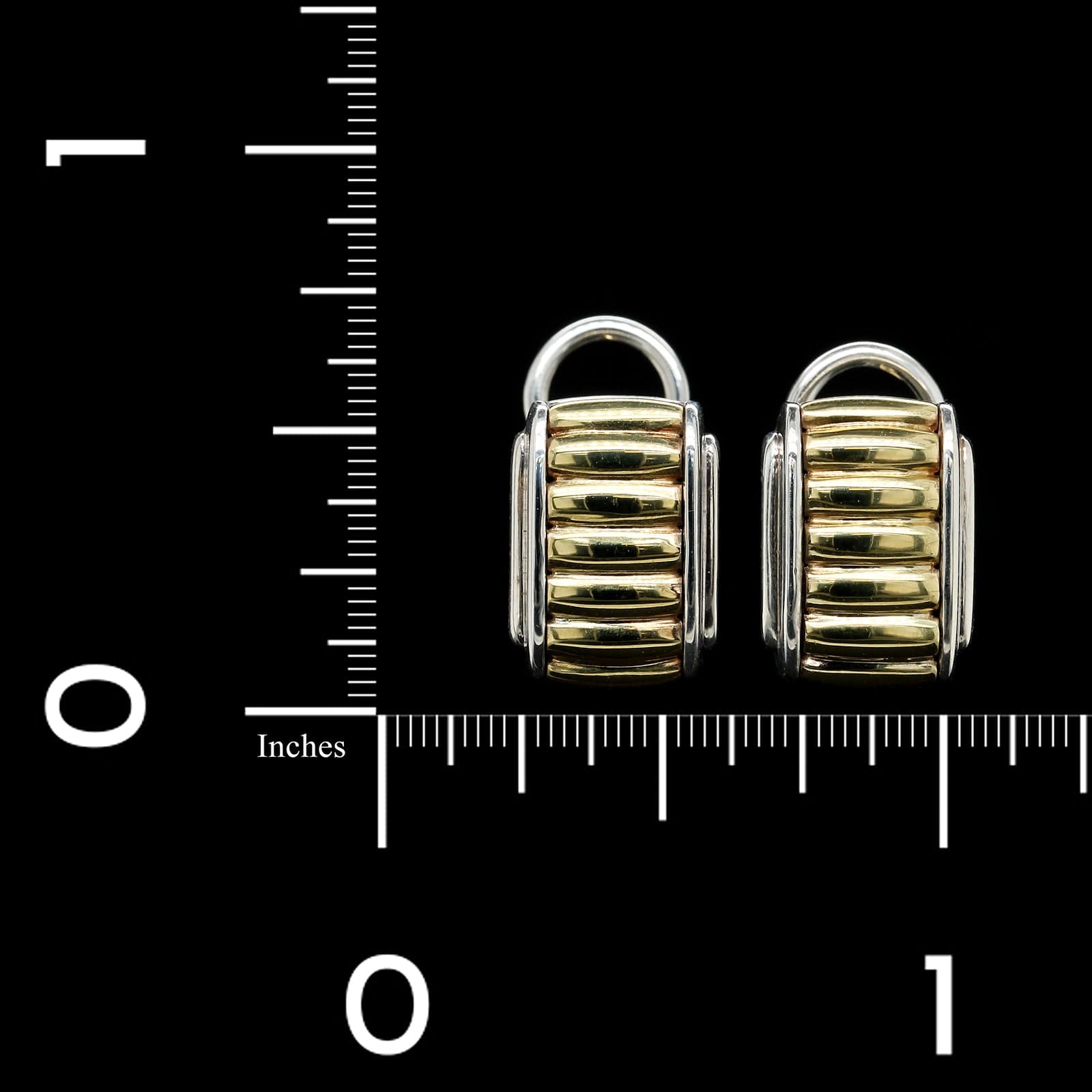 Lagos Sterling Silver and 18K Yellow Gold Estate Caviar Earrings