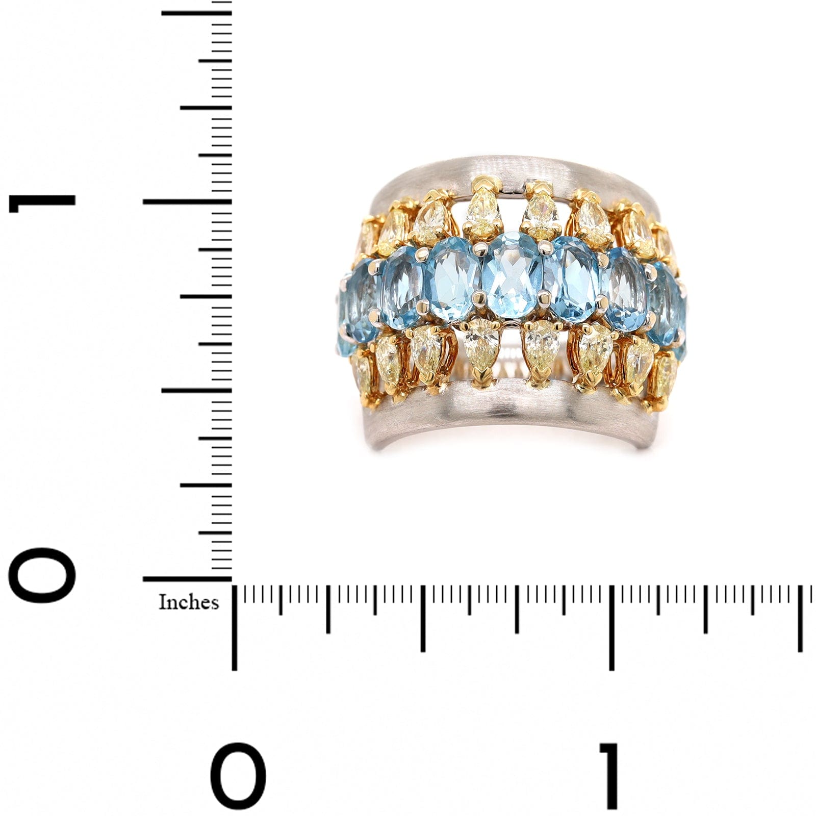 Etho Maria 18K Yellow Gold and Platinum Aquamarine and Pear Shaped Dia ...
