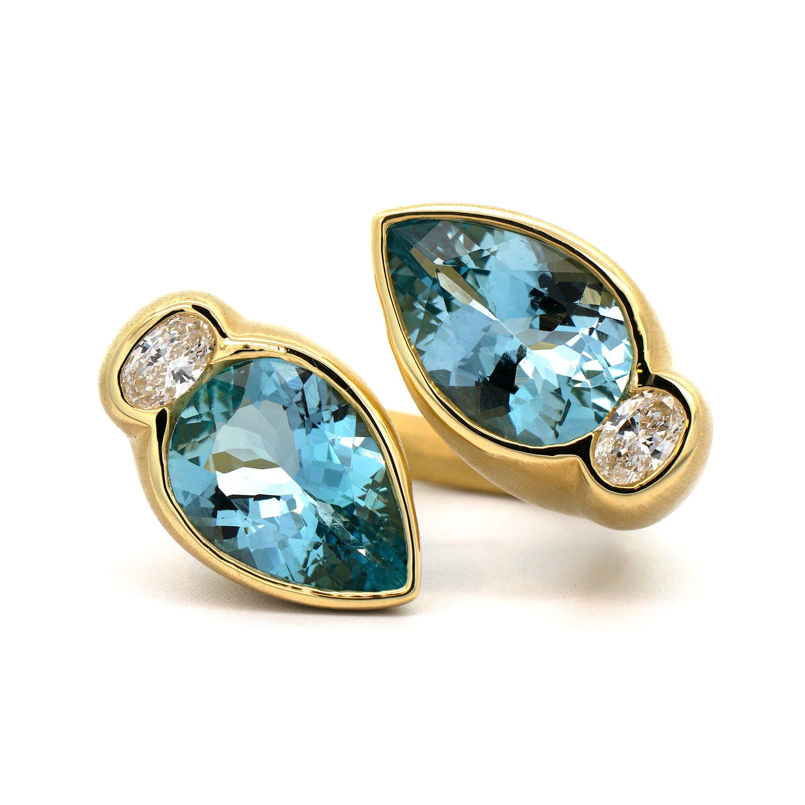 Suzy Landa 18K Yellow Gold Aquamarine and Diamond Bypass Ring – Long's ...