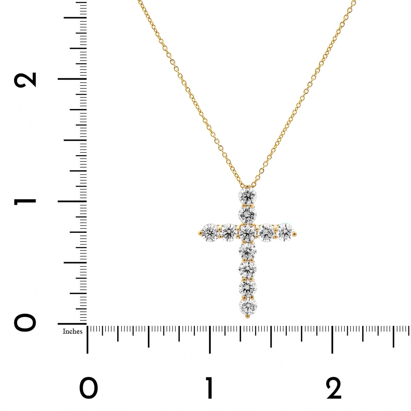 14K Yellow Gold Shared Prong Diamond Cross Pendant Necklace – Long's ...