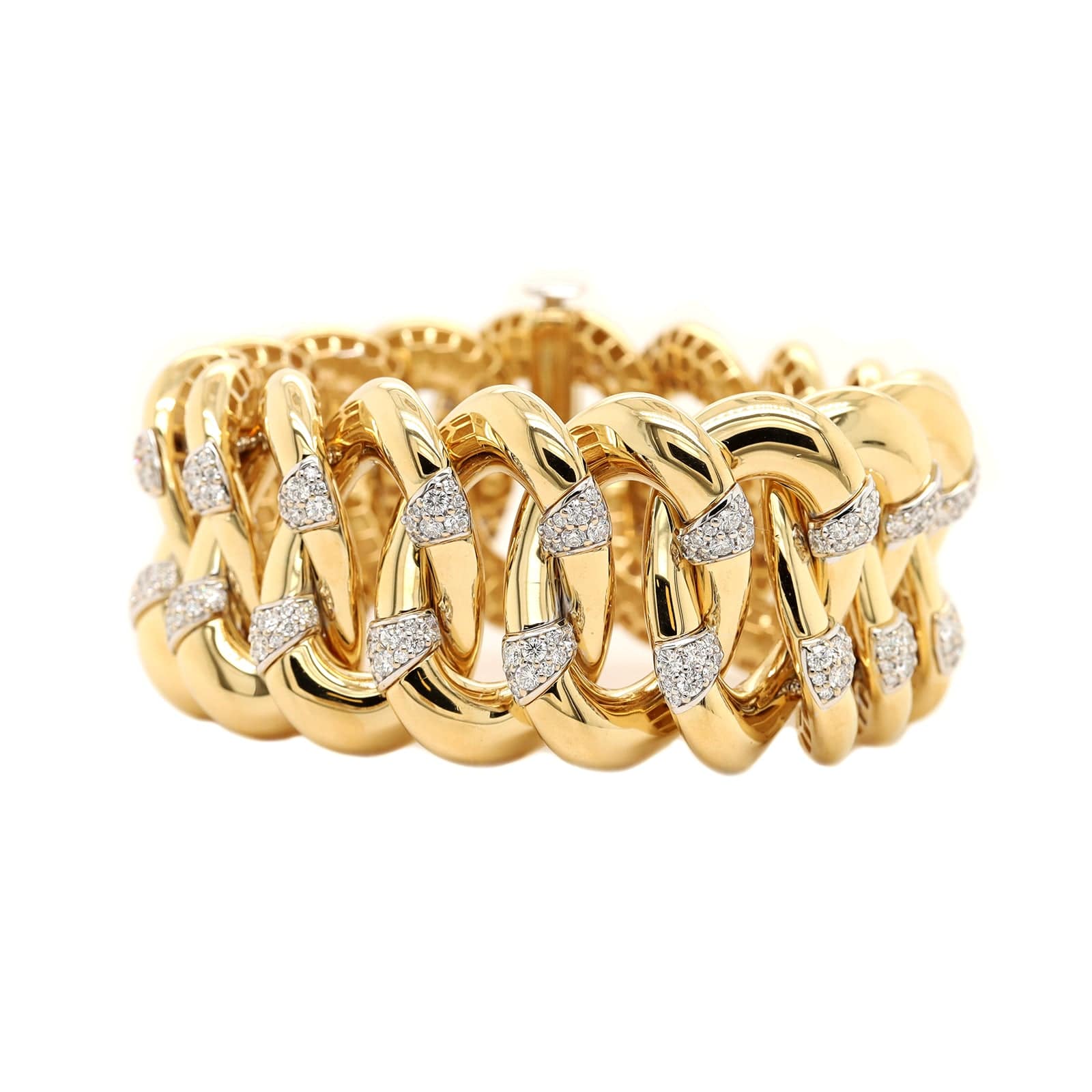 18K Two-Tone Gold Pave Diamond Link Bracelet – Long's Jewelers