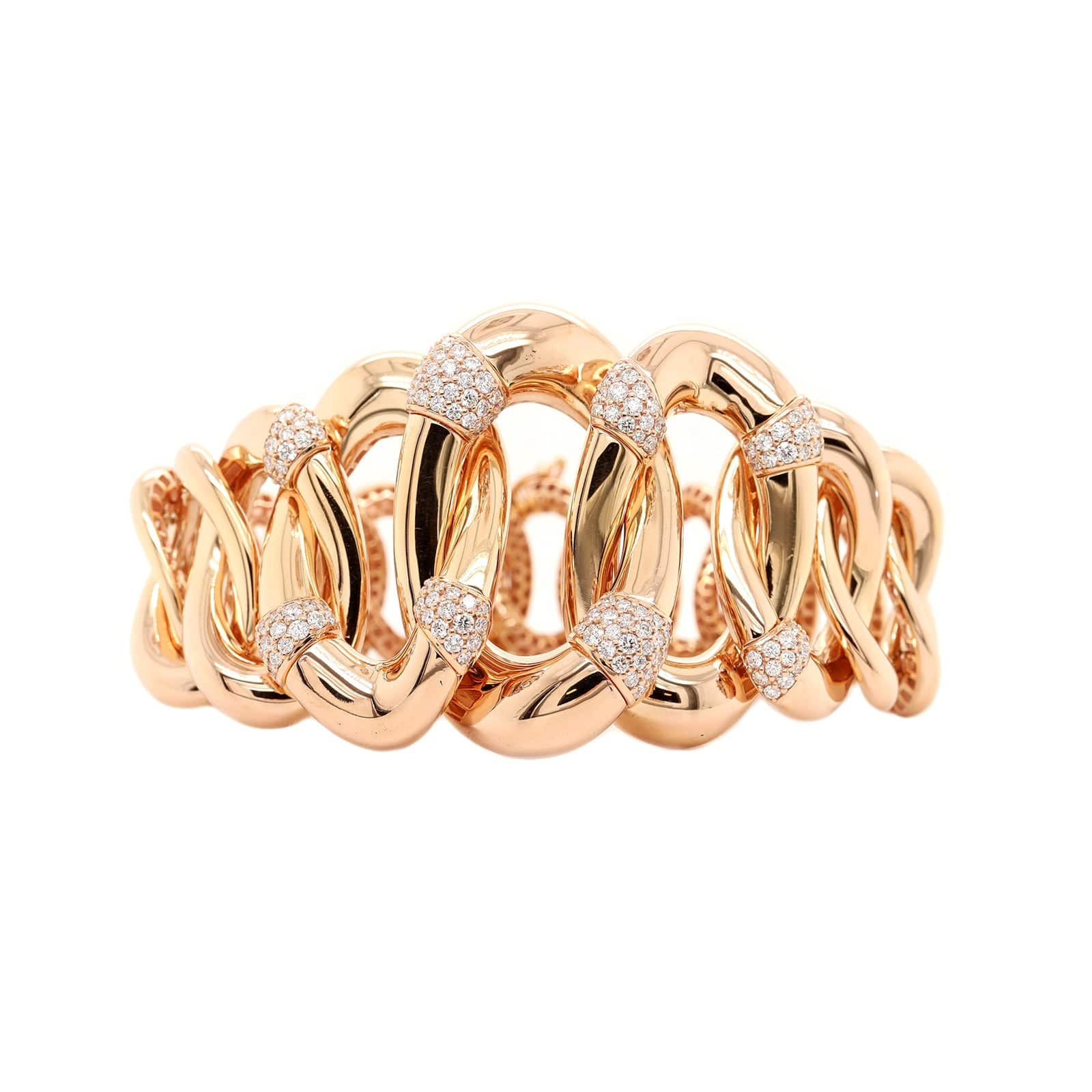 18K Rose Gold Pave Diamond Link Bracelet – Long's Jewelers
