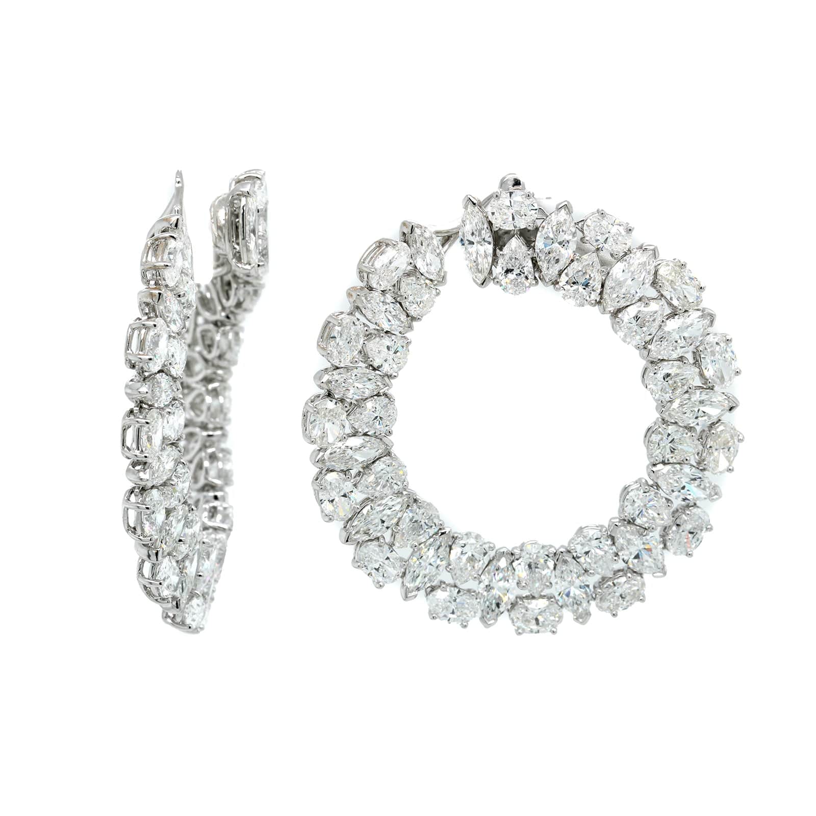 Etho Maria 18K White Gold Diamond Hoops – Long's Jewelers