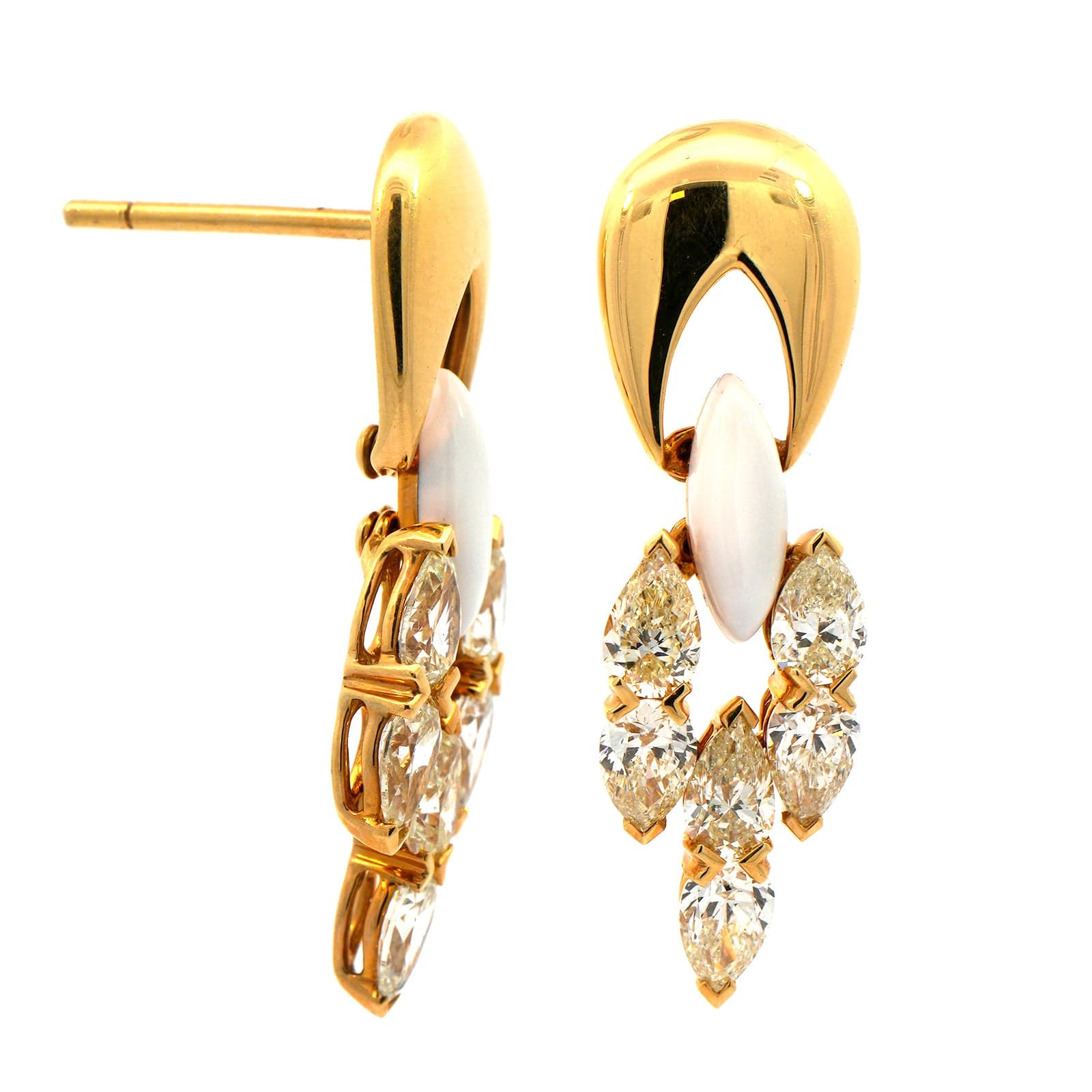 Etho Maria 18K Yellow Gold Diamond and White Ceramic Drop Earrings ...
