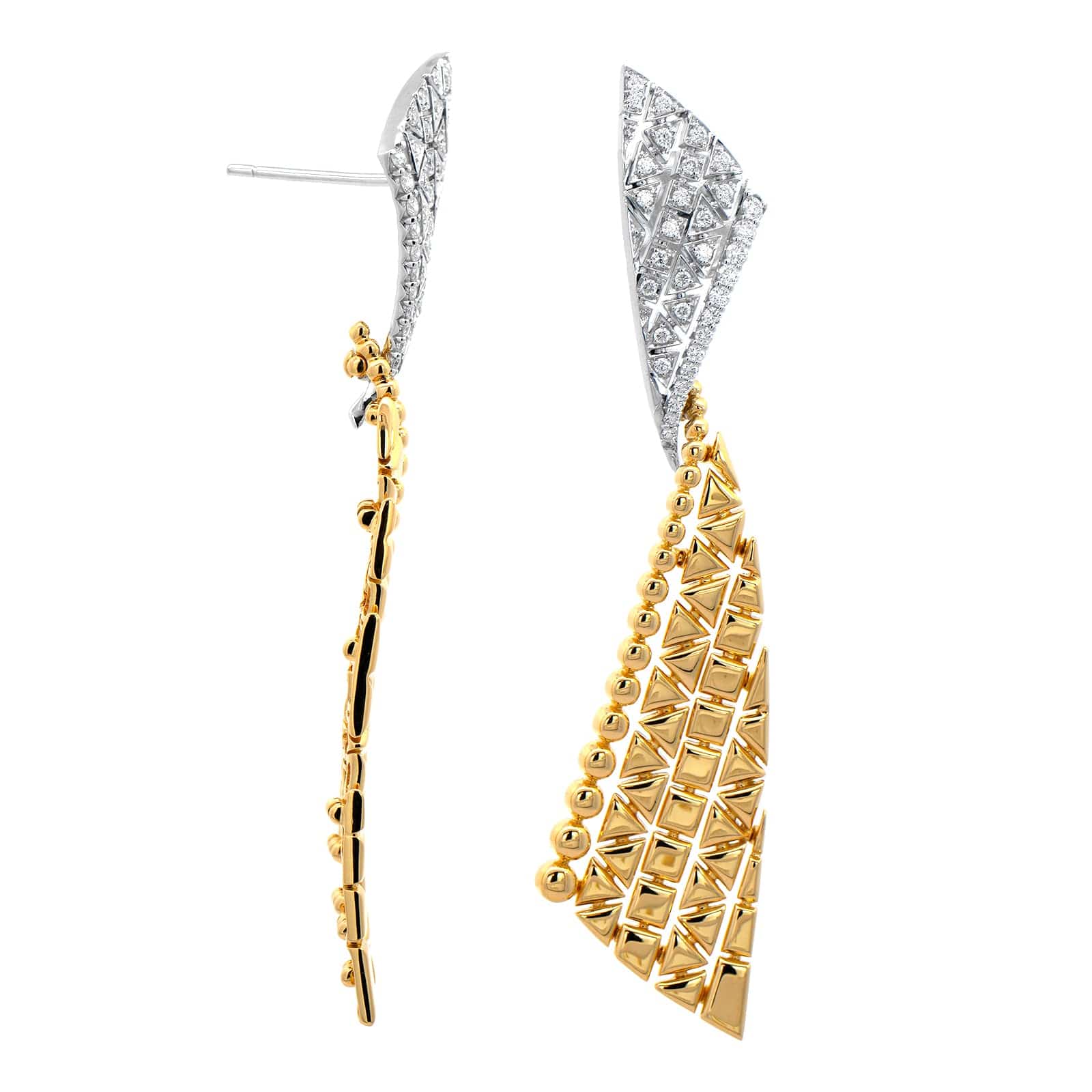 Etho Maria 18K Yellow and White Gold Geometric Diamond Drop Earrings ...