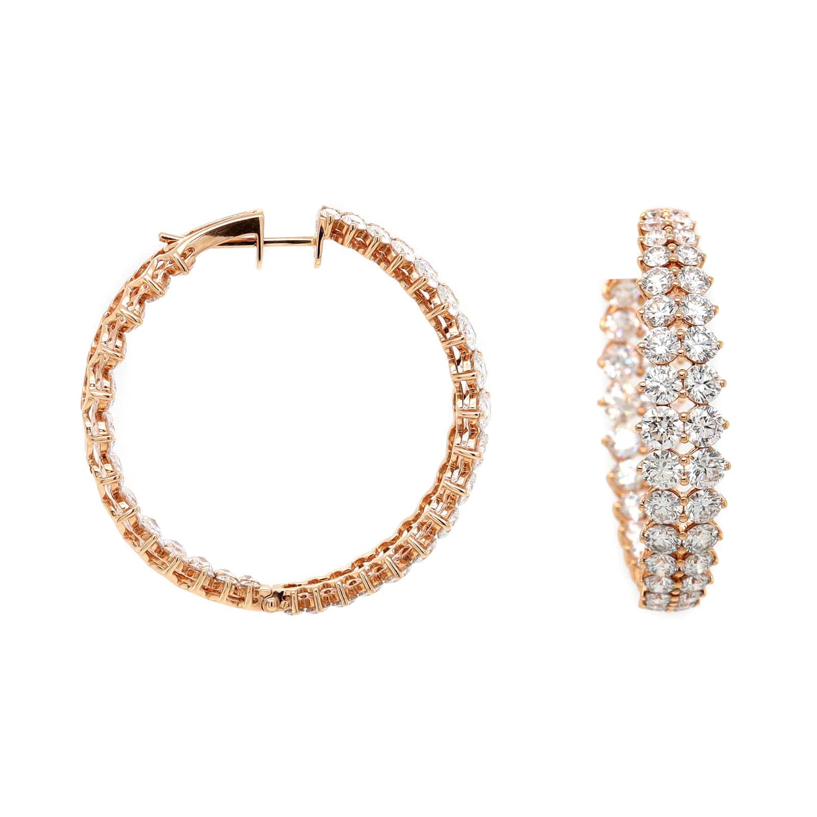 Etho Maria 18K Rose Gold Double Diamond Row Hoop Earrings – Long's Jewelers