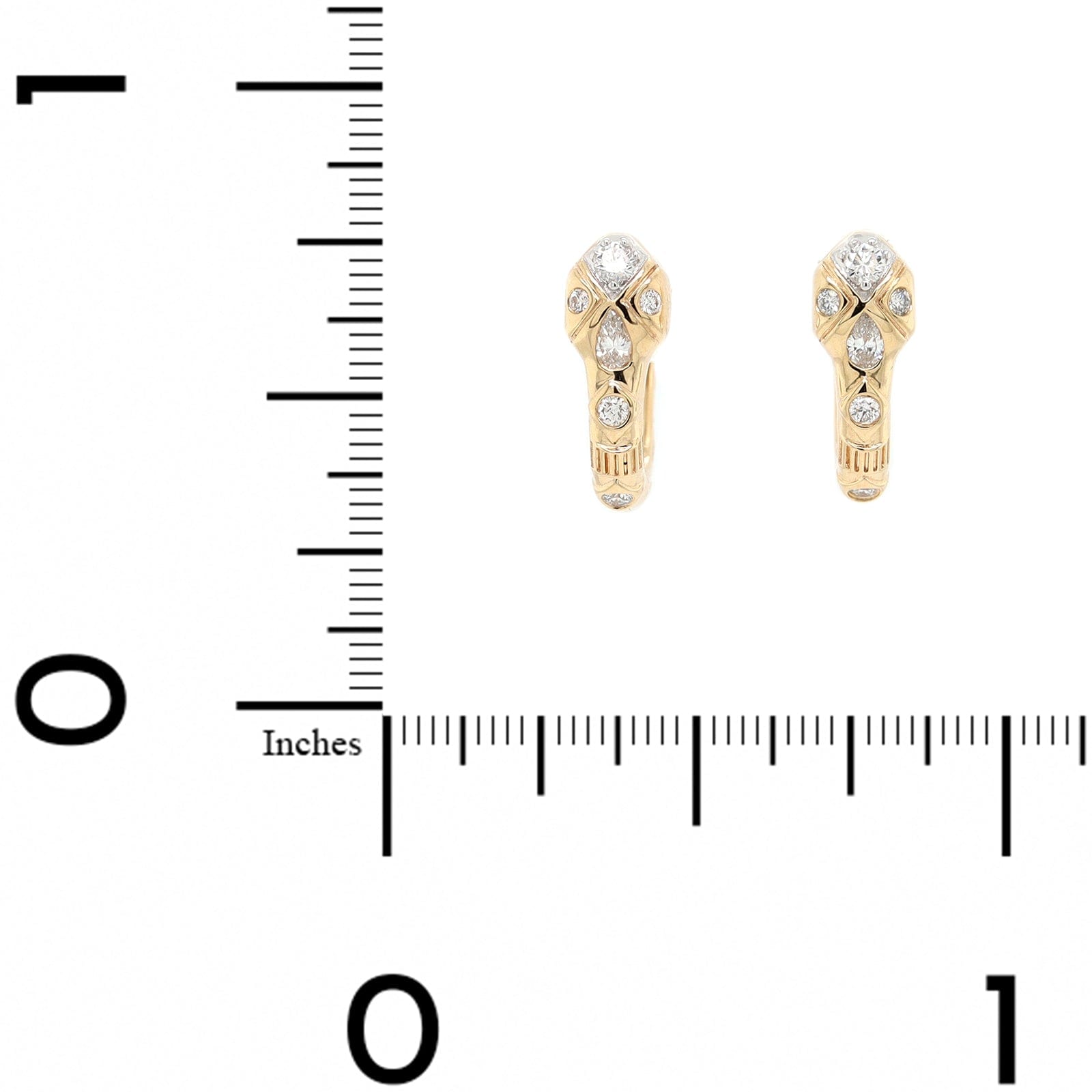 Three Stories 14K Yellow Gold Copperhead Diamond Snake Huggie Hoops ...