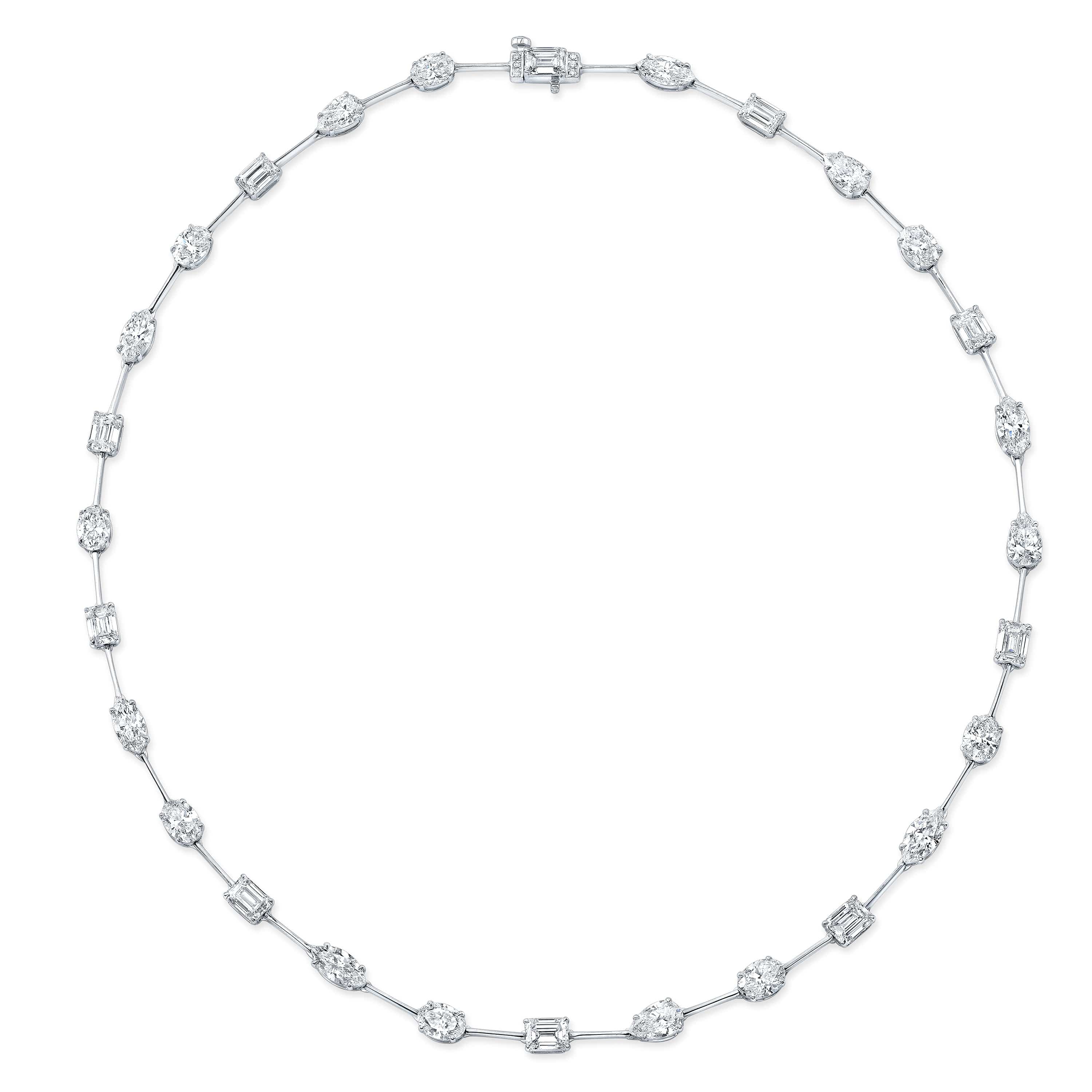 18K White Gold Multi Shape Diamond Bar Necklace – Long's Jewelers