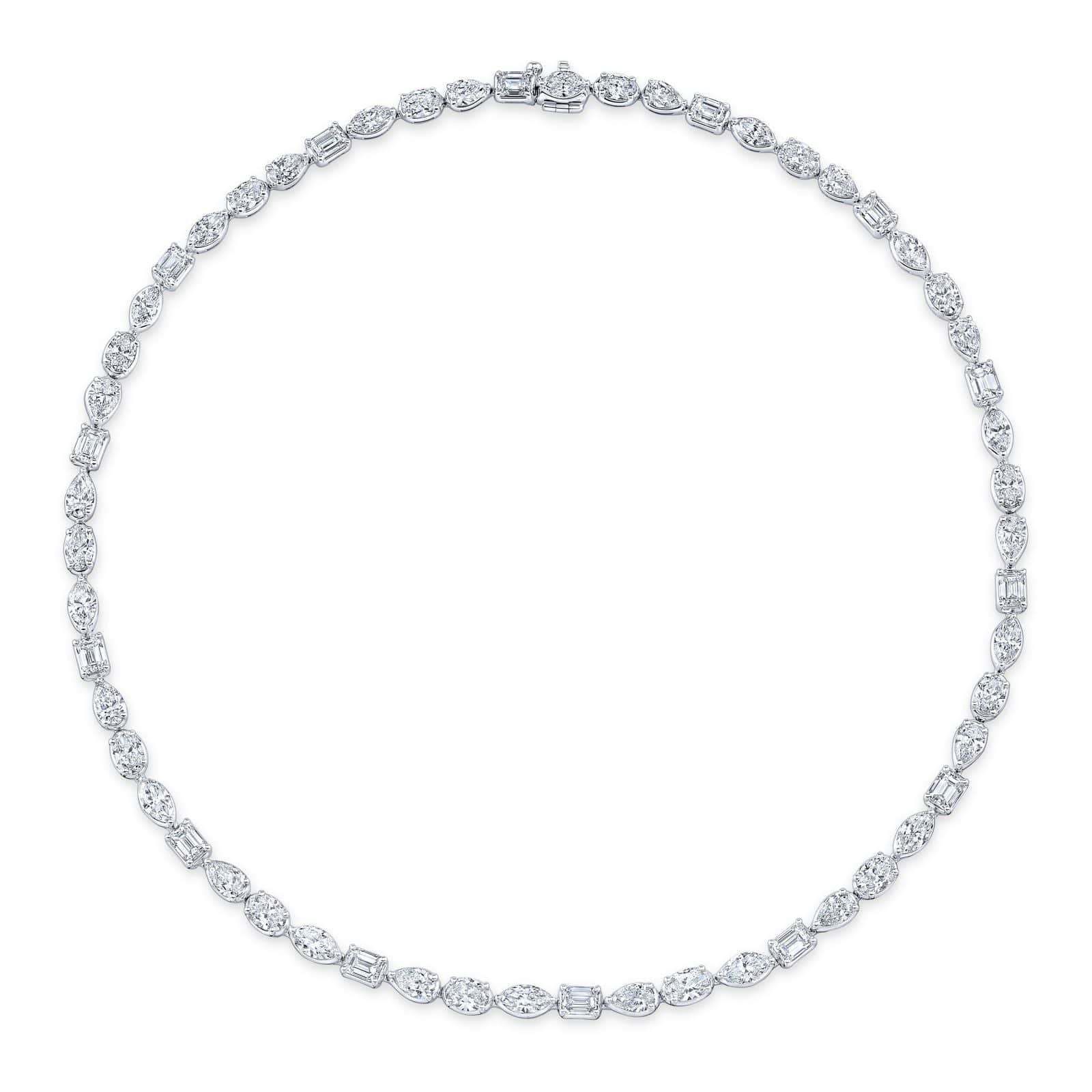 18K White Gold Multi Cut Diamond Line Necklace – Long's Jewelers
