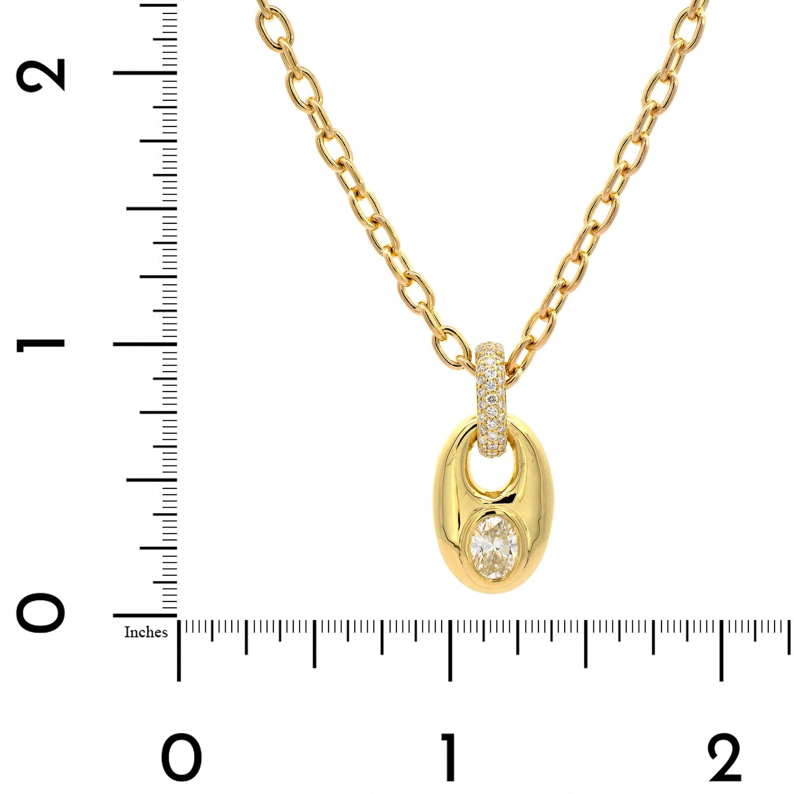 18K Yellow Gold Bezel Set Oval Diamond Pendant Necklace – Long's Jewelers