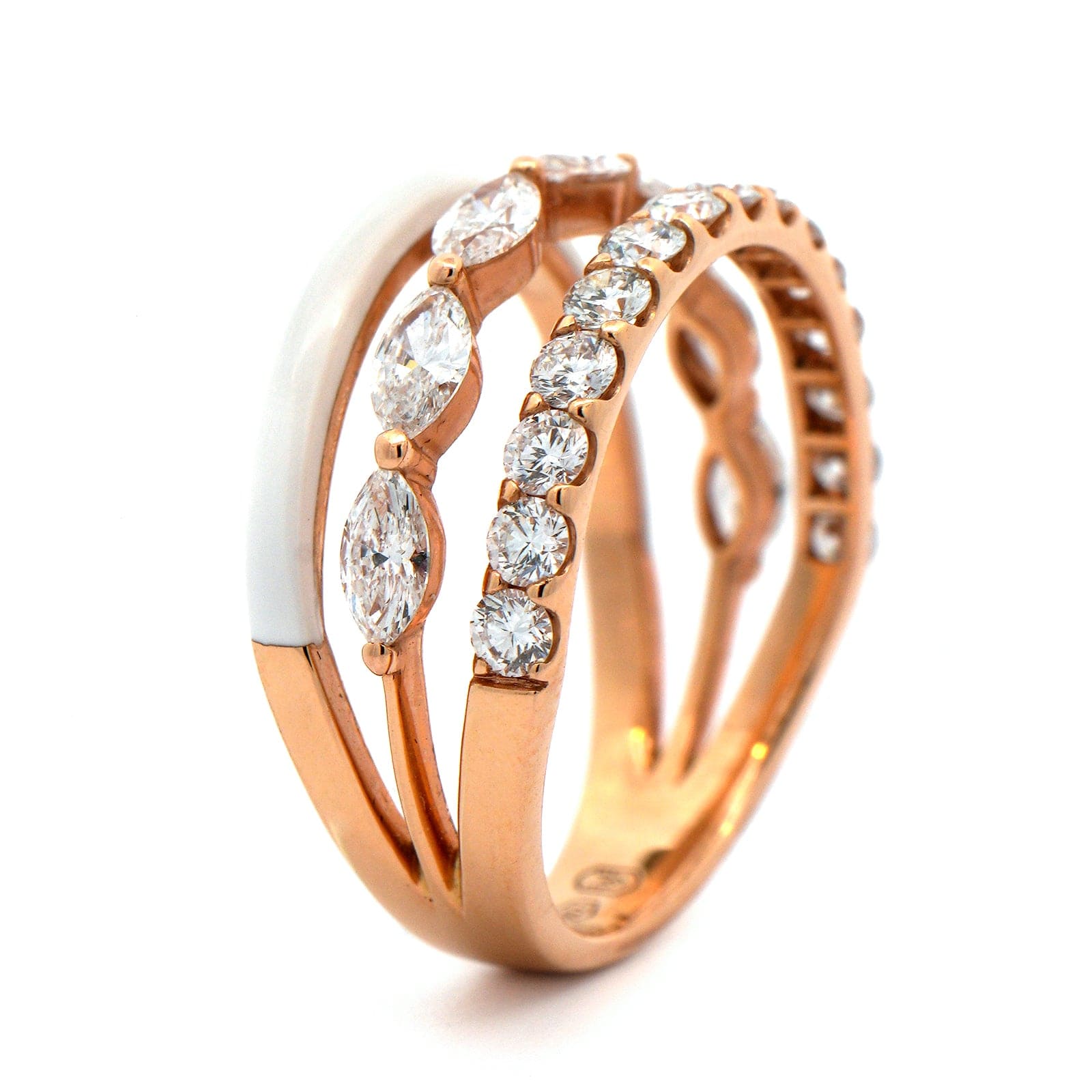Etho Maria 18K Rose Gold Diamond and White Ceramic Ring – Long's Jewelers