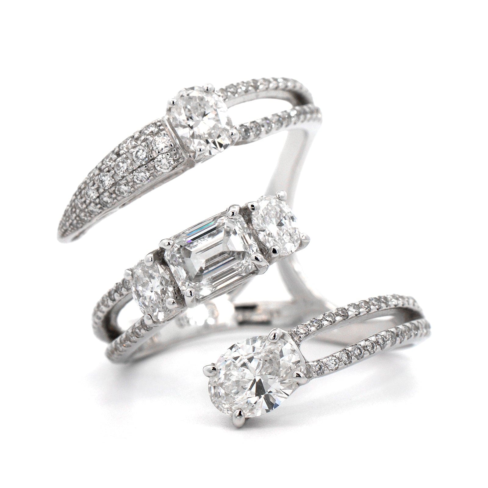 Etho Maria 18K White Gold 3 Row Open Diamond Ring – Long's Jewelers