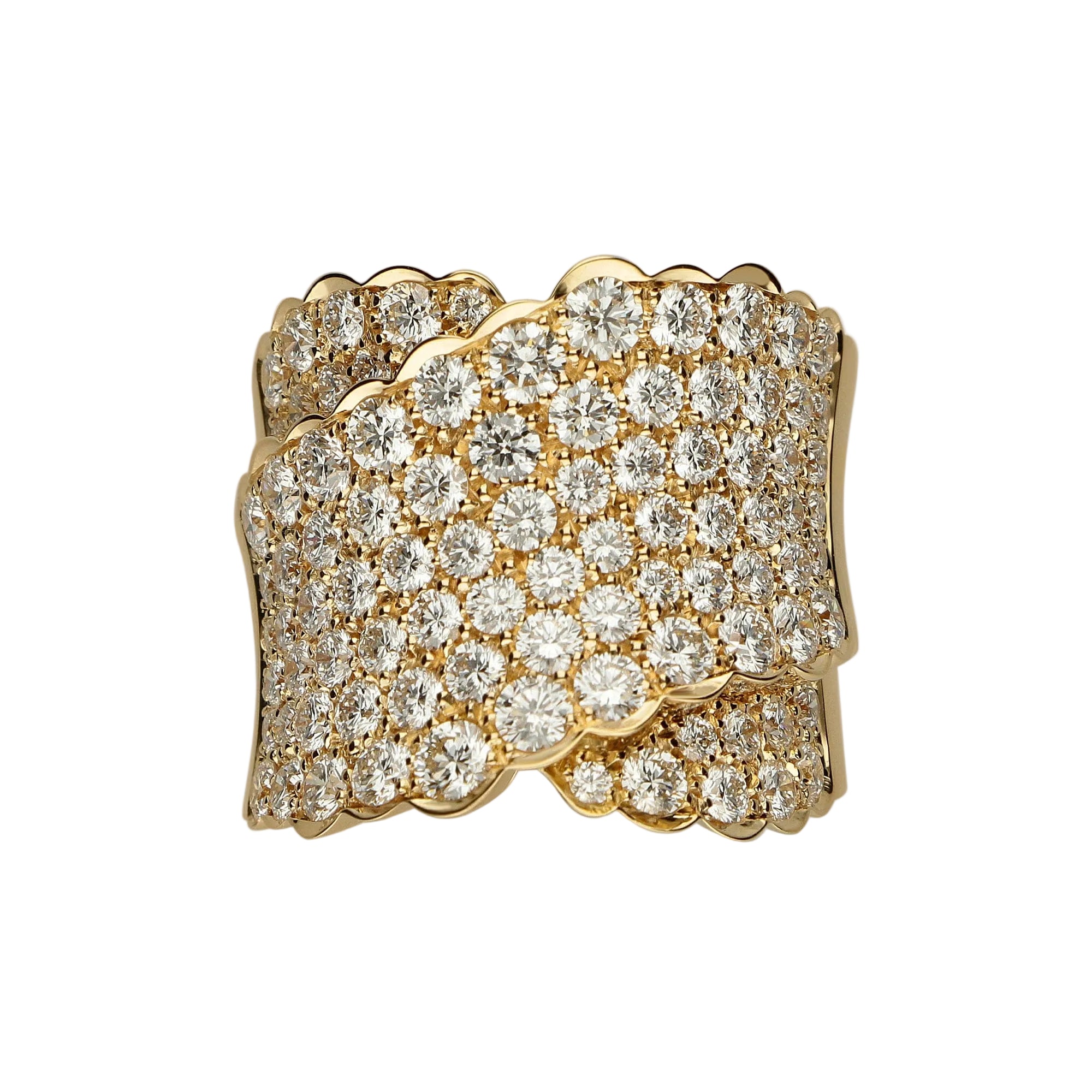 18K Yellow Gold Pave Diamond Crossover Ring – Long's Jewelers
