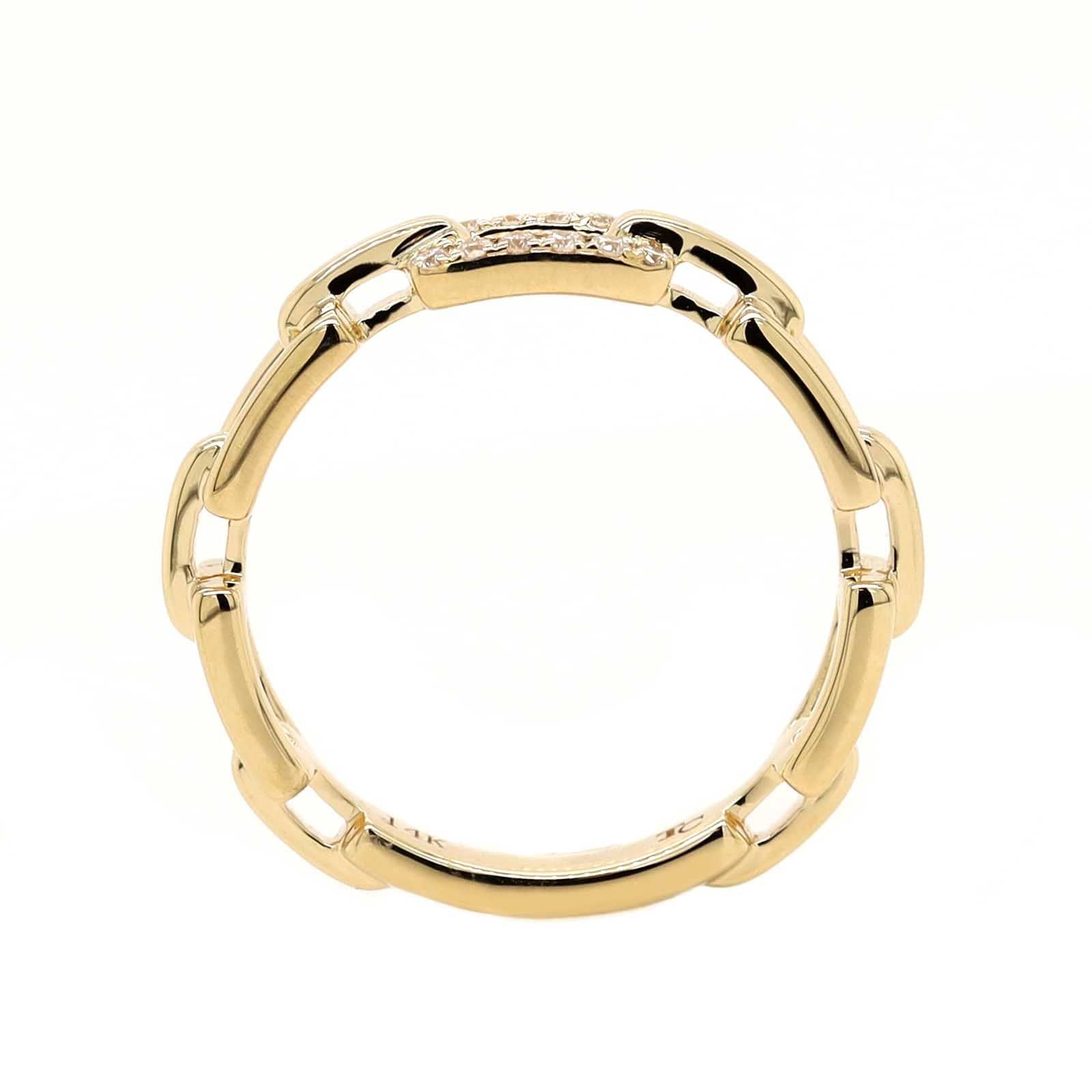 14K Yellow Gold Pave Diamond Chain Link Ring – Long's Jewelers
