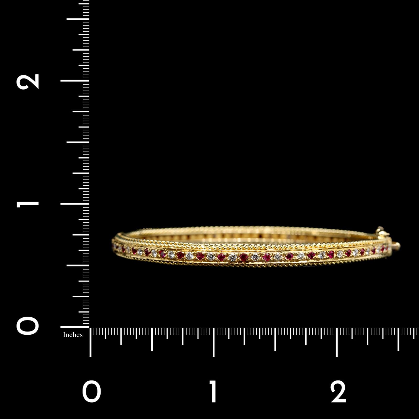 A.G.A. Correa & Sons 18K Yellow Gold Estate Diamond and Ruby Rope Band ...