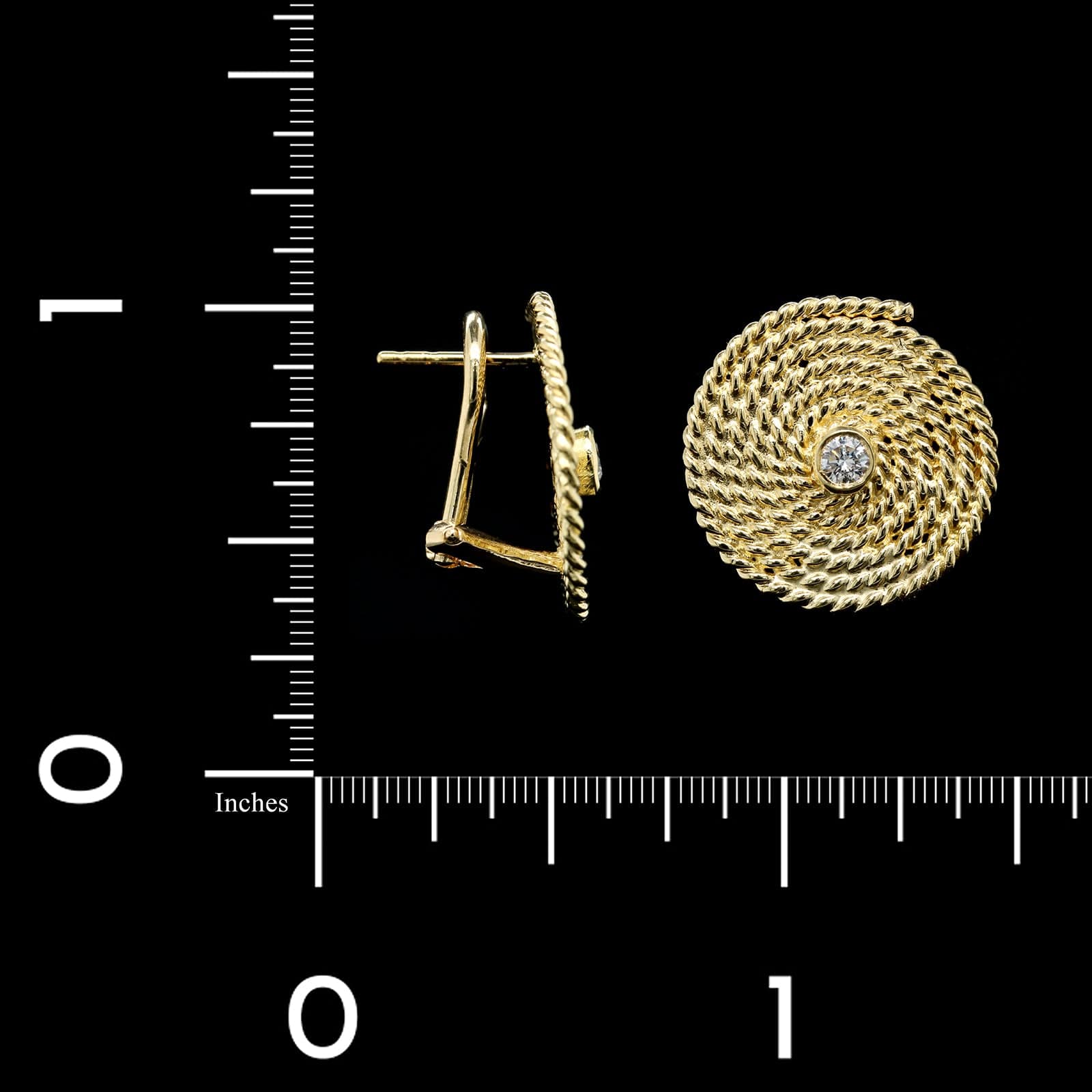 A.G.A. Correa & Sons 18K Yellow Gold Estate Diamond Flemish Coil Earri ...