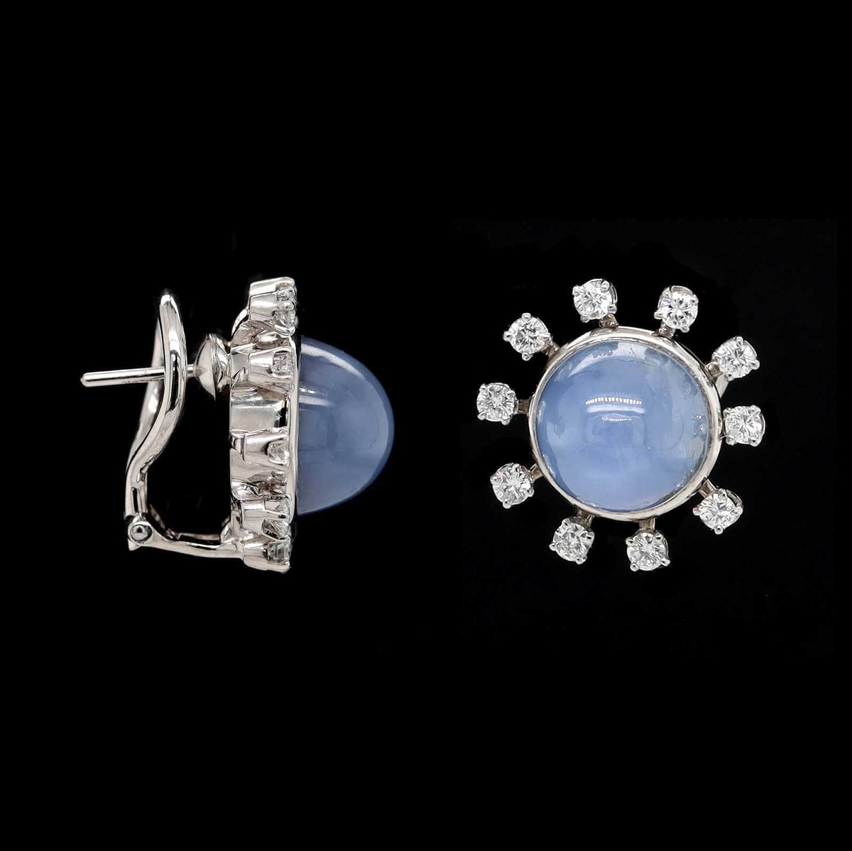18K White Gold Estate Star Sapphire and Diamond Earrings – Long's Jewelers