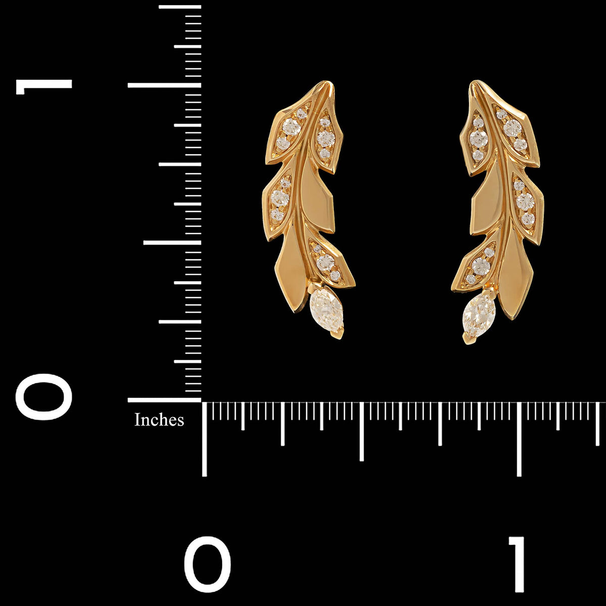 Tiffany & Co. 18K Yellow Gold Estate Victoria Vine Climber Diamond Ear ...