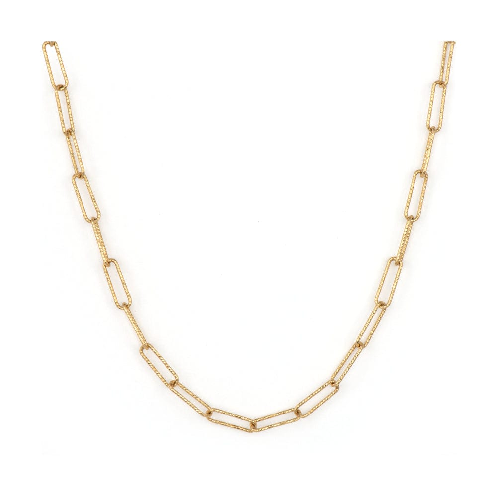 Three Stories 14K Yellow Gold Diamond Cut Paperclip Chain Necklace ...