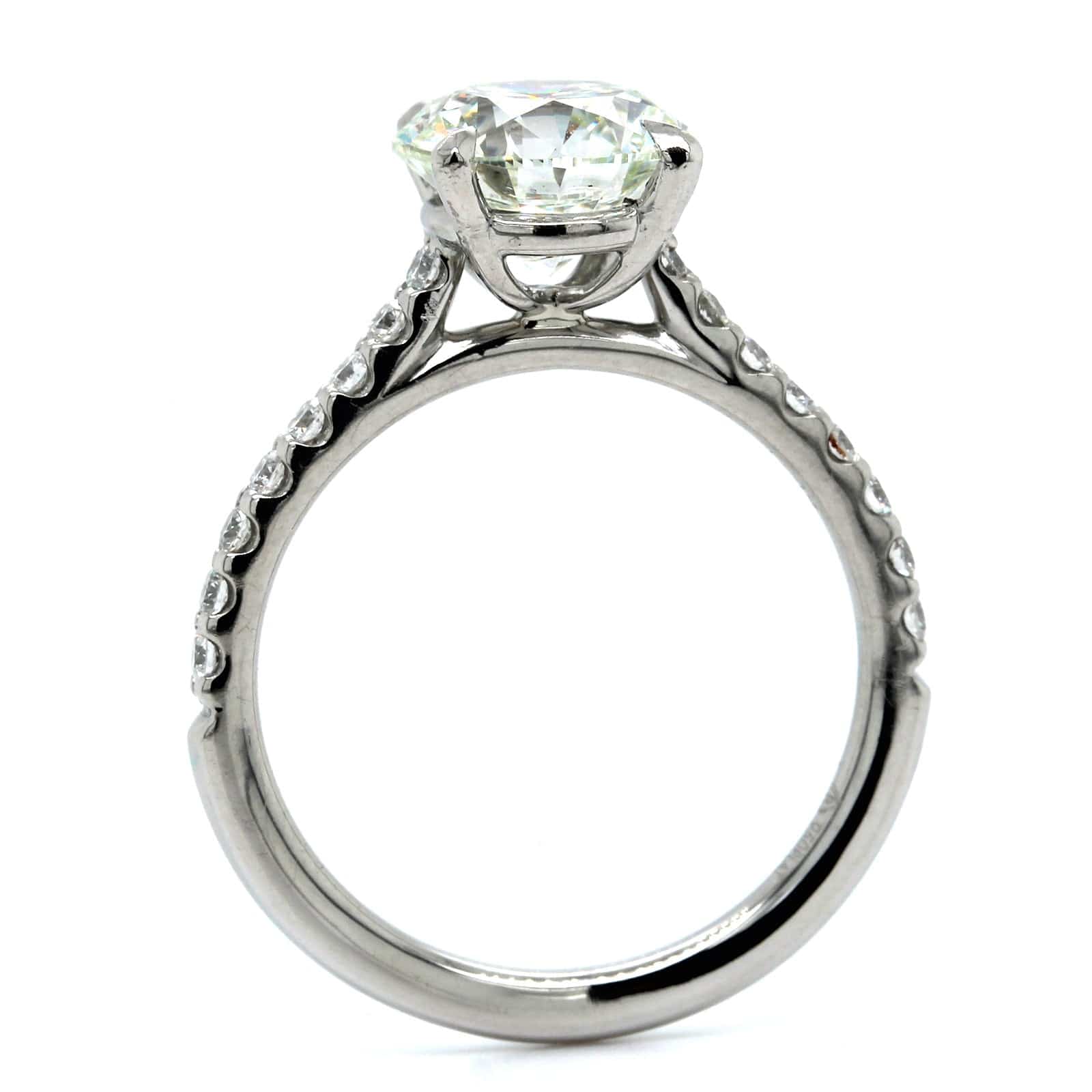 Platinum Round Diamond with Cathedral Mounting Engagement Ring – Long's ...