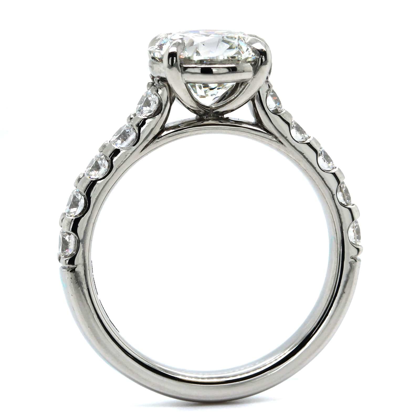 Platinum Round Diamond with Cathedral Mounting Engagement Ring – Long's ...
