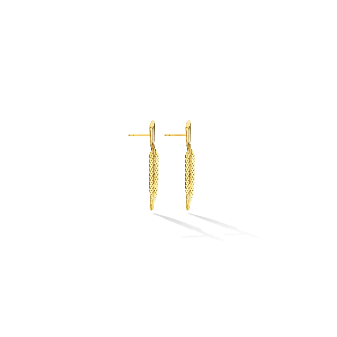 Cadar 18K Yellow Gold Small Feather Drop Earrings – Long's Jewelers