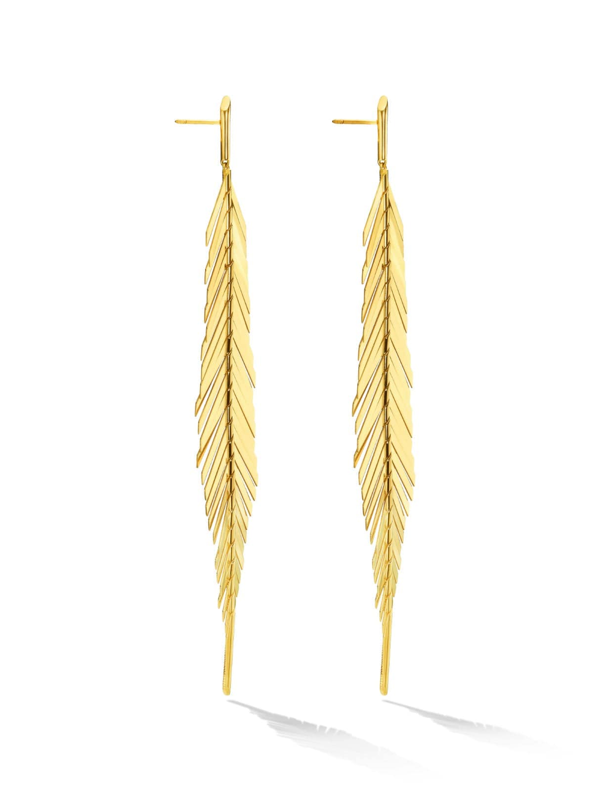 Cadar 18K Yellow Gold Large Feather Drop Earrings – Long's Jewelers