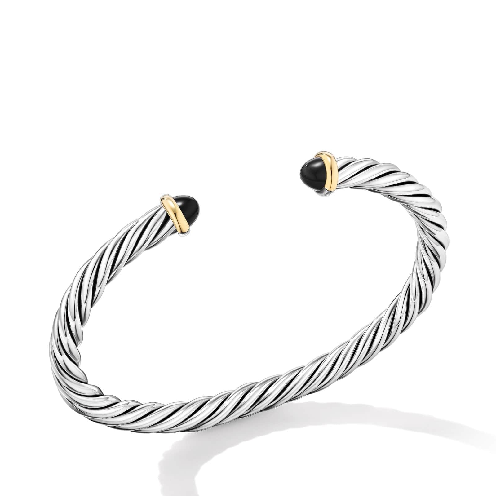 Cable Cuff Bracelet in Sterling Silver with 14K Yellow Gold, 6mm – Long ...