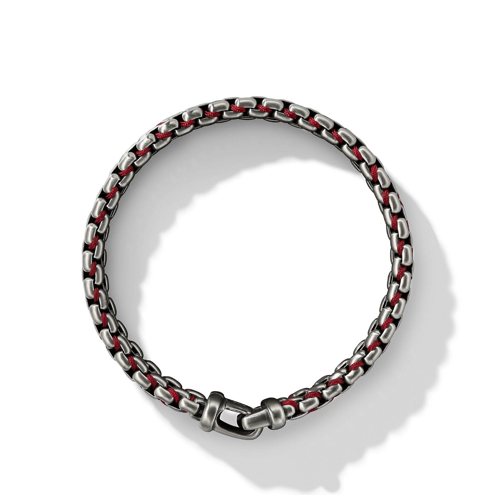 Woven Box Chain Bracelet in Sterling Silver with Red Nylon, 12mm – Long ...