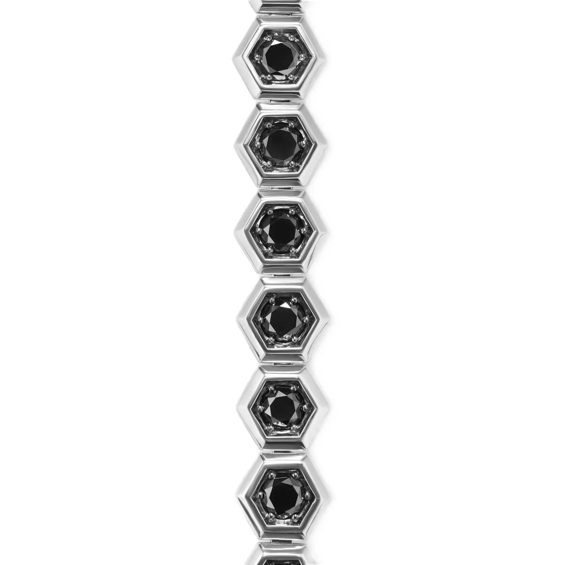 Hex Pavé Tennis Bracelet Sterling Silver with Black Diamonds, 8mm ...