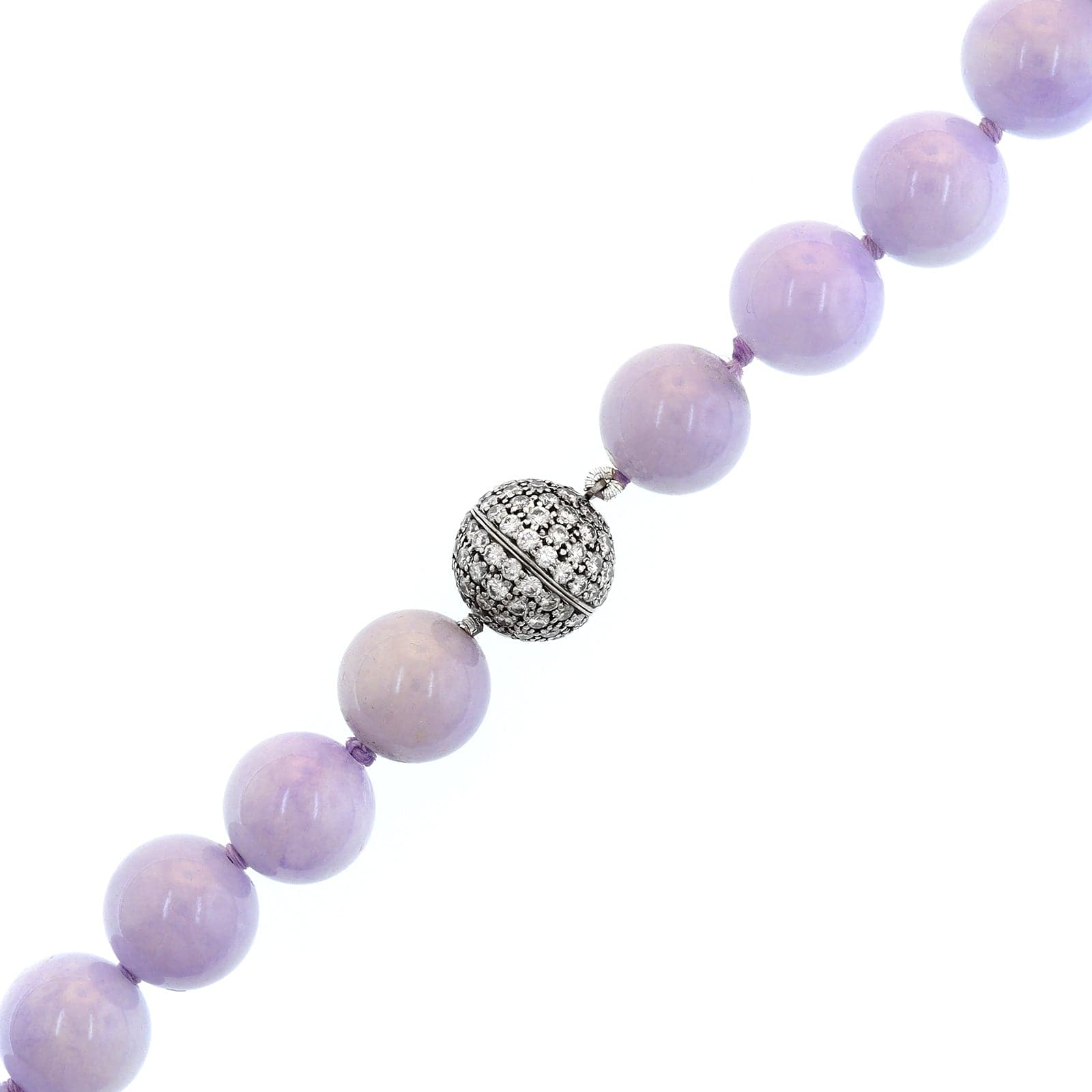 Eclat Jewels 18K White Gold Lavender Jade Bead and Diamond Necklace ...