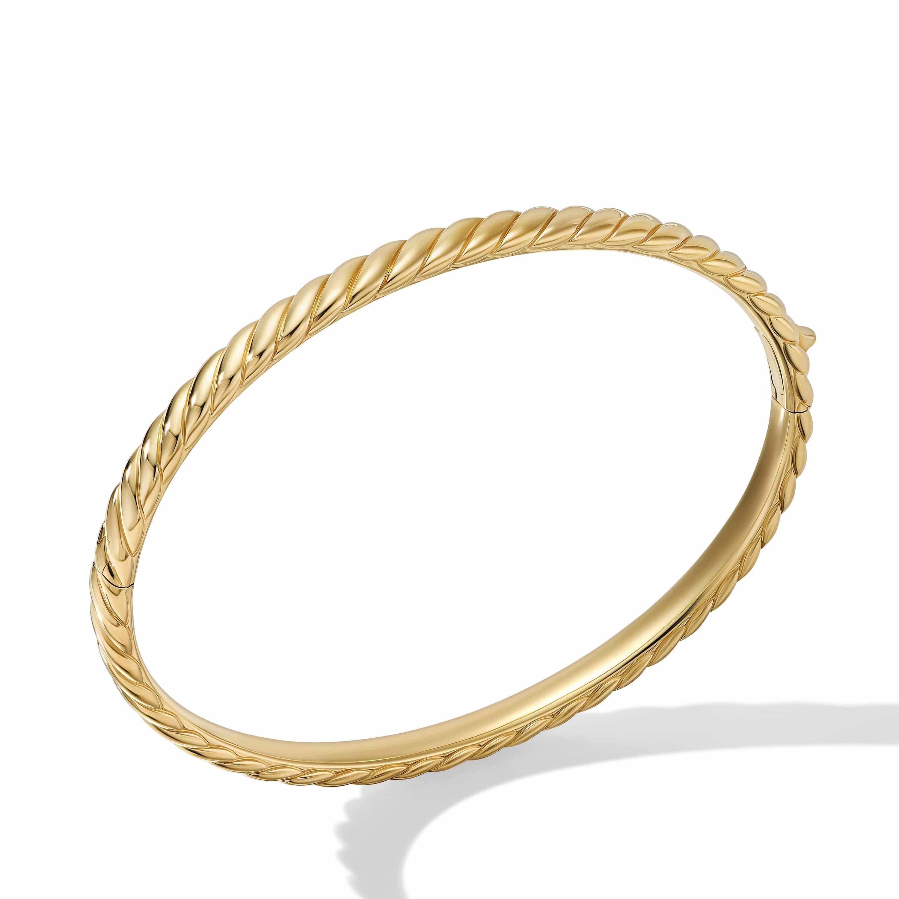 Sculpted Cable Band Ring in 18K Yellow Gold with Diamonds – Long's Jewelers