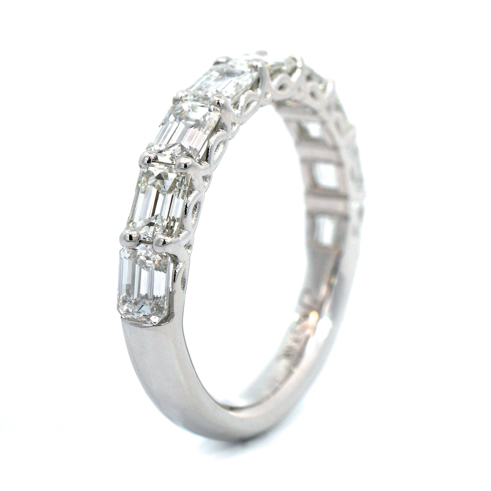 Platinum Shared Prong Emerald Cut Diamond Band – Long's Jewelers