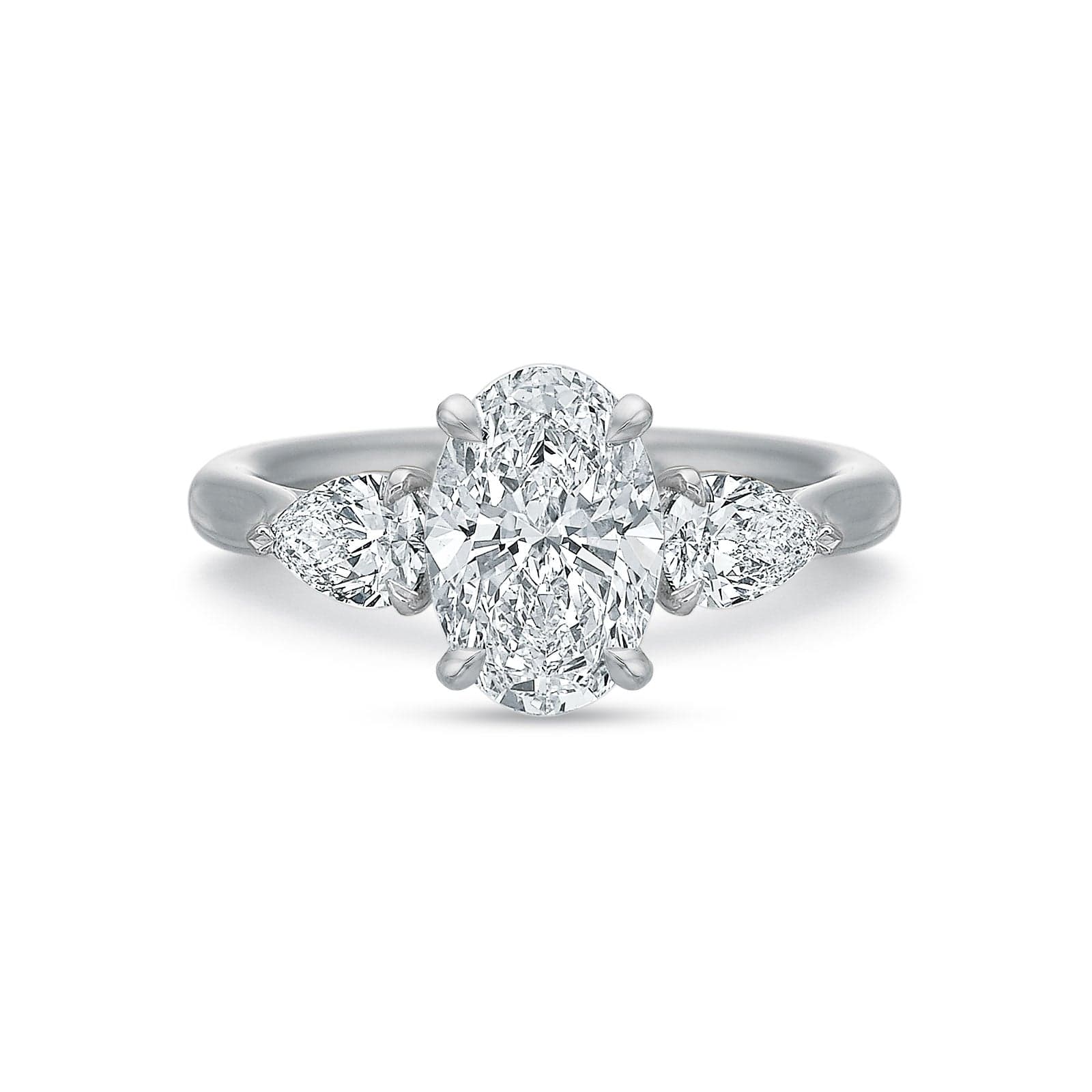 Platinum Oval Diamond with Pear Sides Engagement Ring Setting – Long's ...