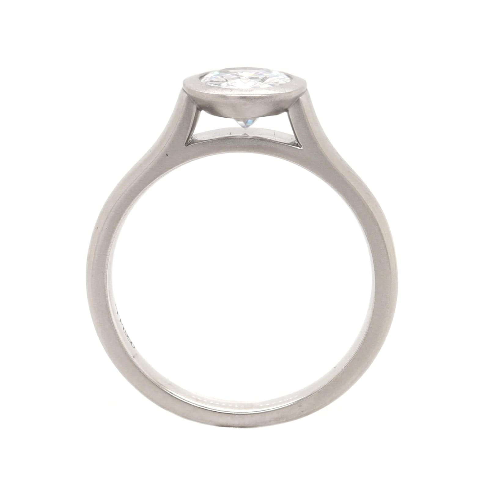 Platinum Bezel Set Satin Finish Engagement Ring Setting – Long's Jewelers