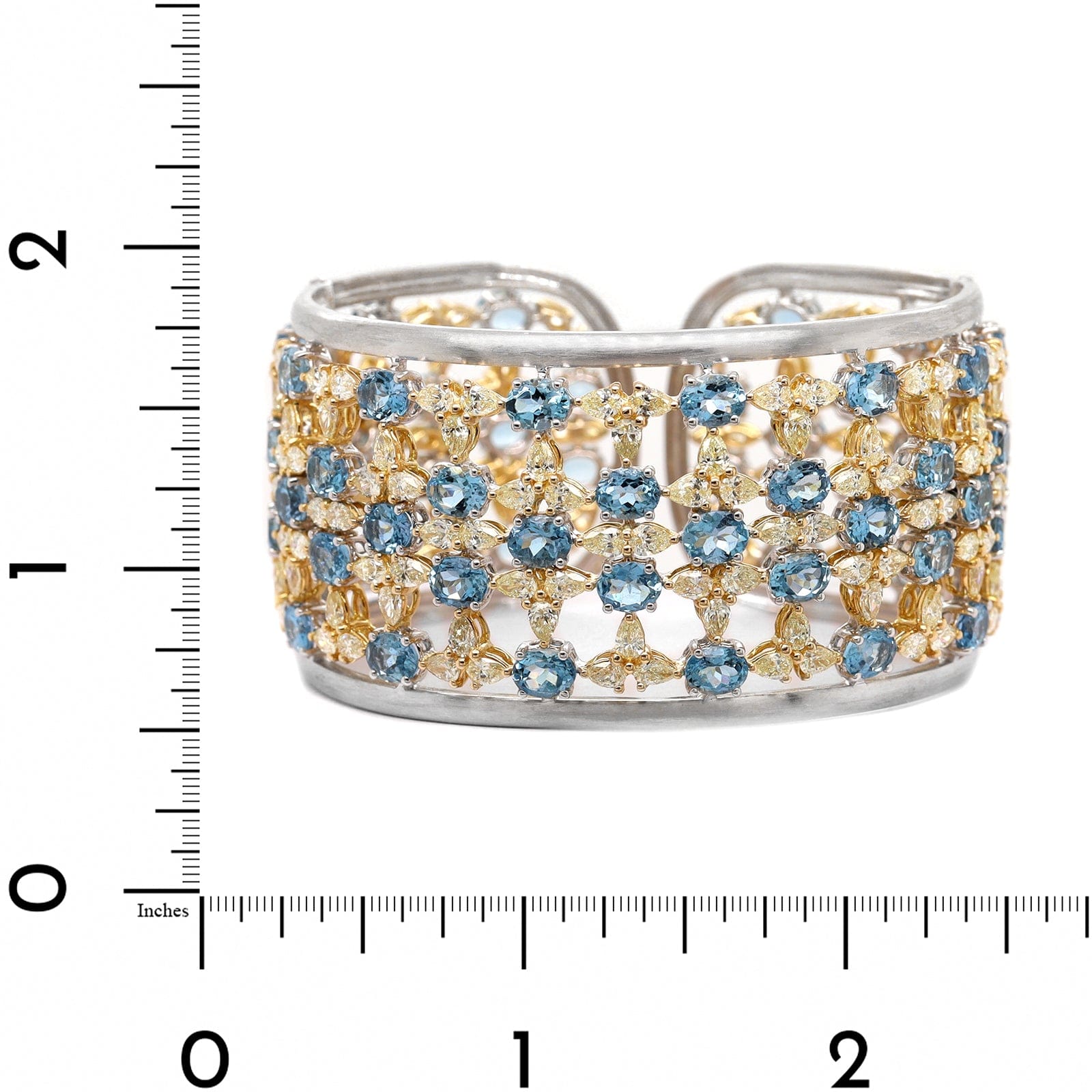 Etho Maria 18K Yellow and White Gold Yellow Diamond and Aquamarine Cuf ...