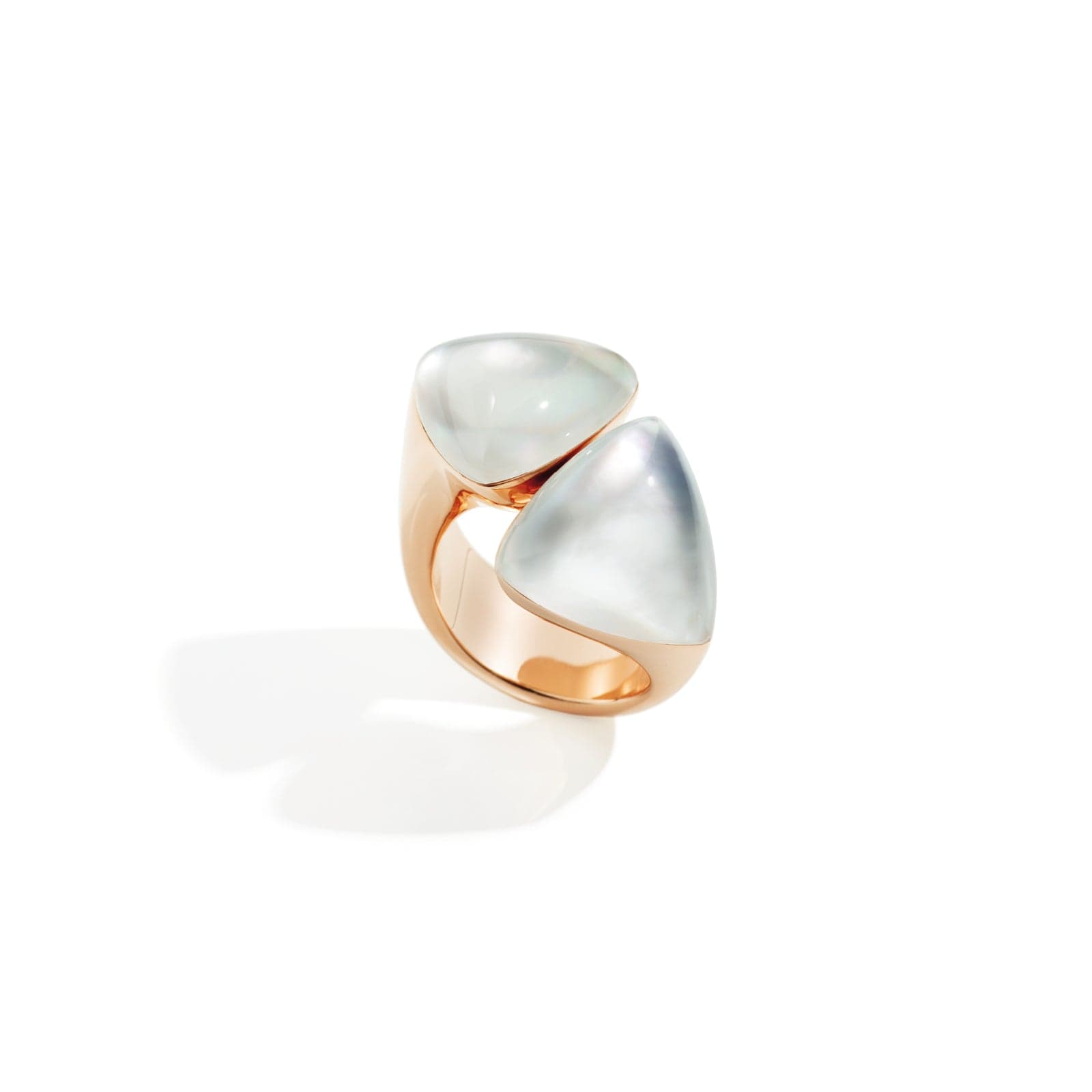 Vhernier 18K Rose Gold Rock Crystal and Mother of Pearl Freccia Ring ...