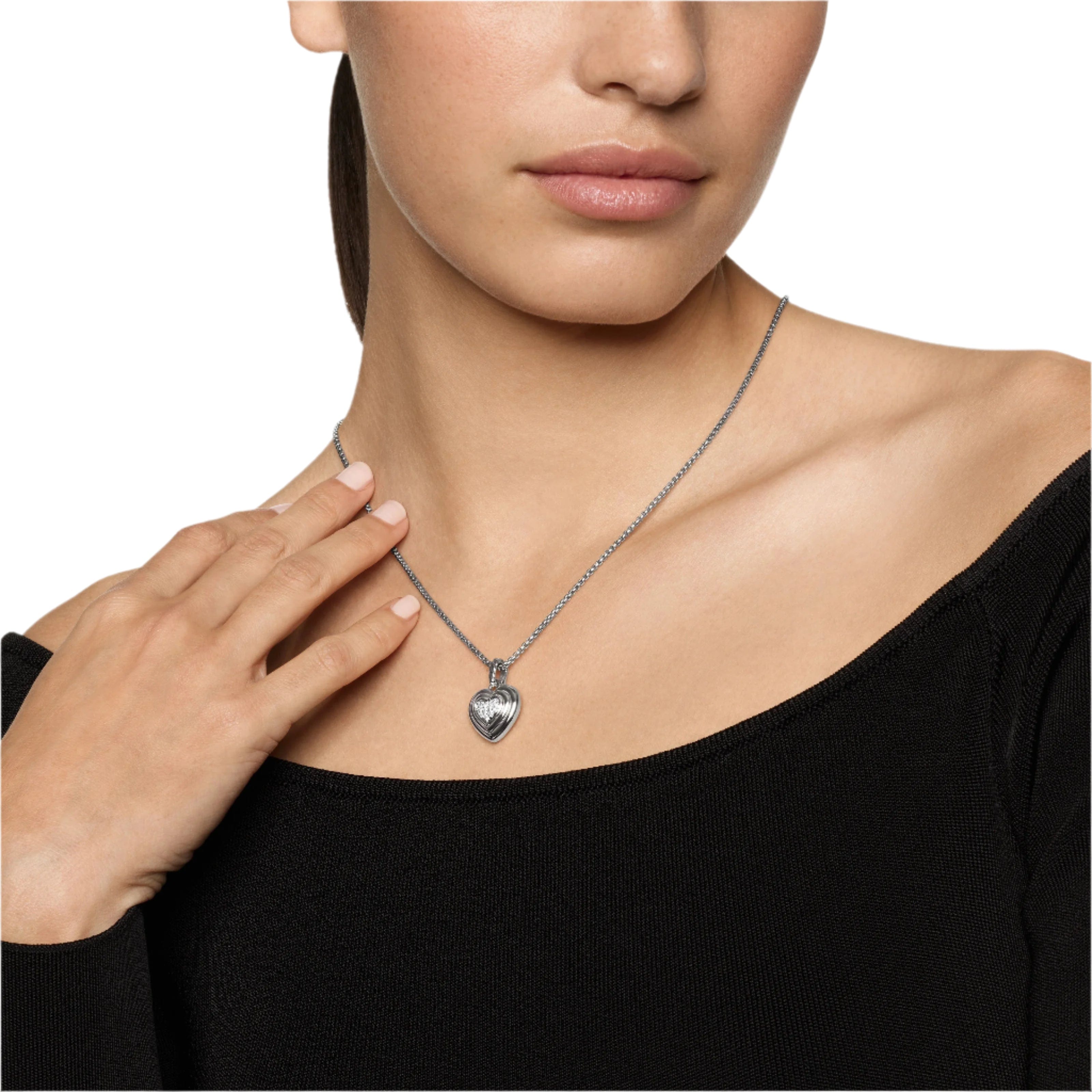 Puffy Heart Amulet Sterling Silver with Diamonds, 17mm – Long's Jewelers