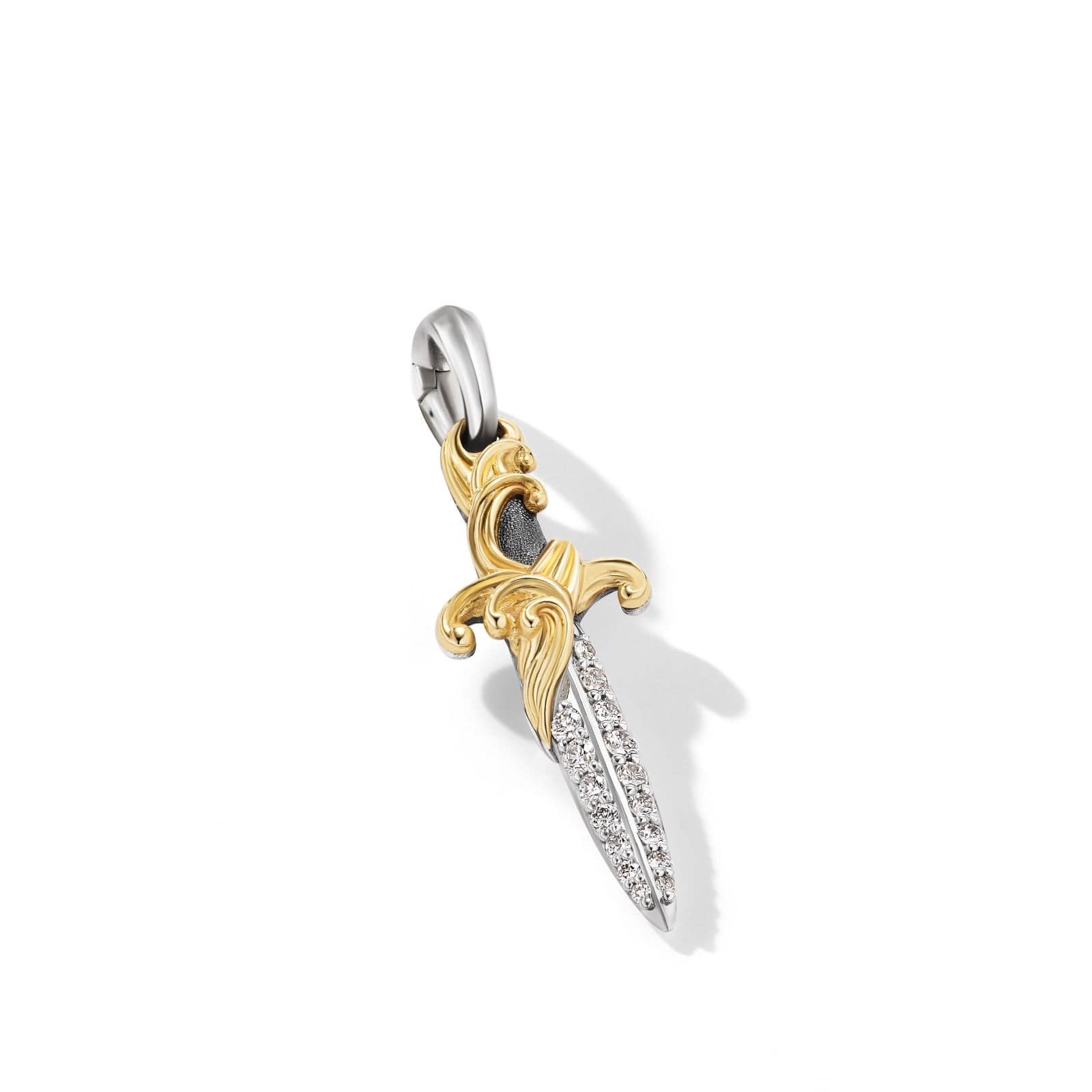 Waves Dagger Amulet in Sterling Silver with 18K Yellow Gold with Diamo ...