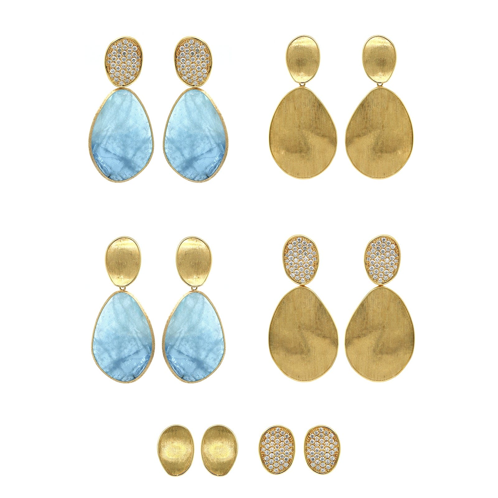 Marco Bicego Pezzi Unici 18K Yellow Gold Aquamarine and Diamond Drop E ...