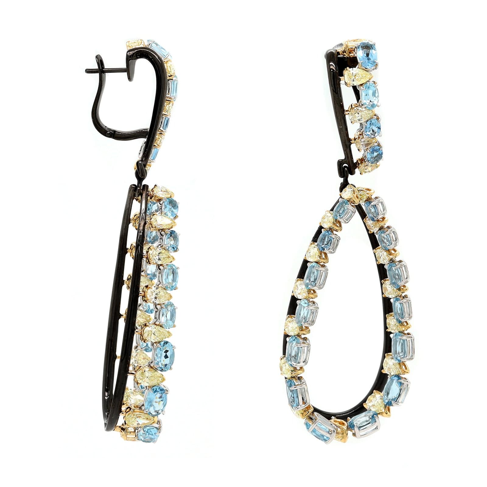 Etho Maria 18K Yellow Gold and Black Ceramic Aquamarine and Diamond Dr ...