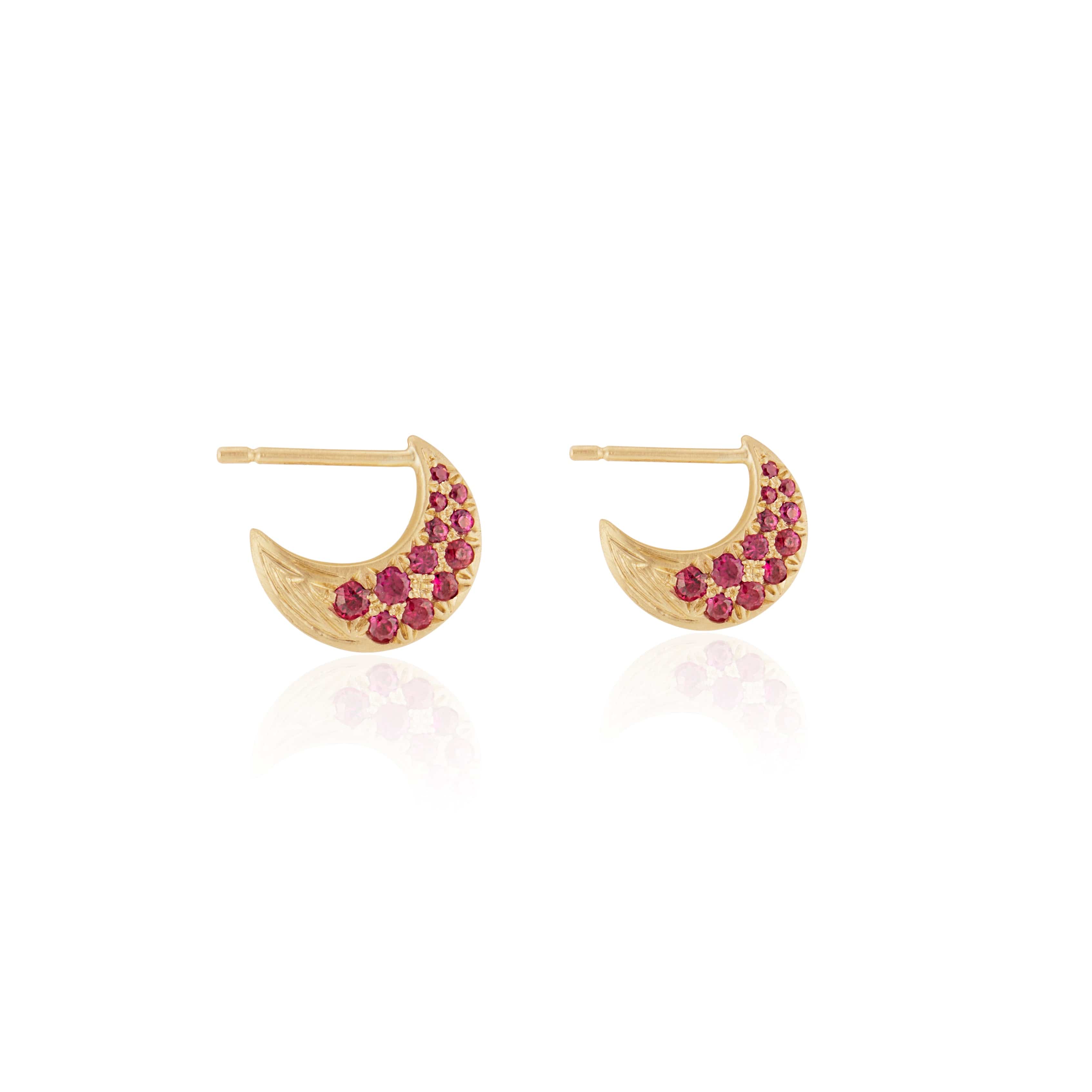 14K Yellow Gold Small Lunar Ruby Hoops – Long's Jewelers