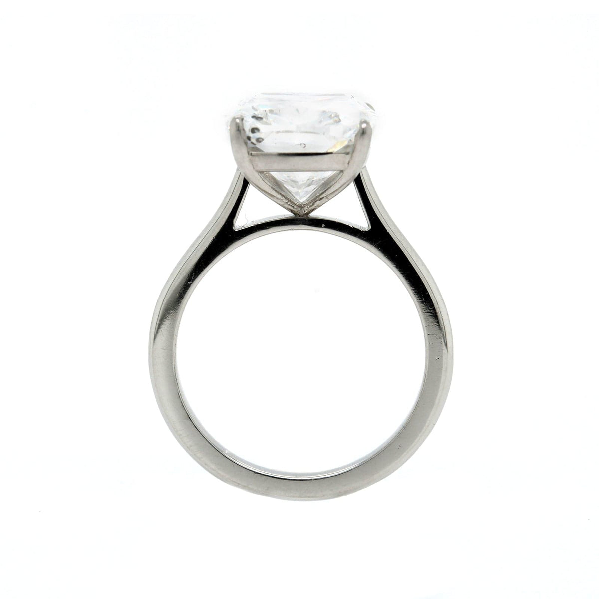 Platinum 4 Prong Cathedral Mounted Cushion Cut Diamond Engagement Ring