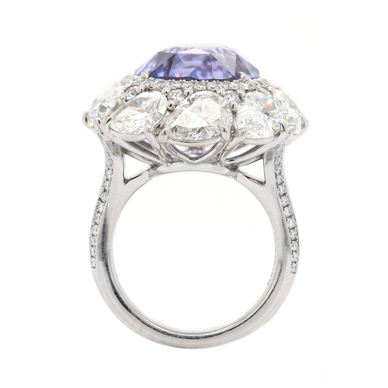 Platinum Oval Lavender Sapphire and Diamond Halo Ring – Long's Jewelers