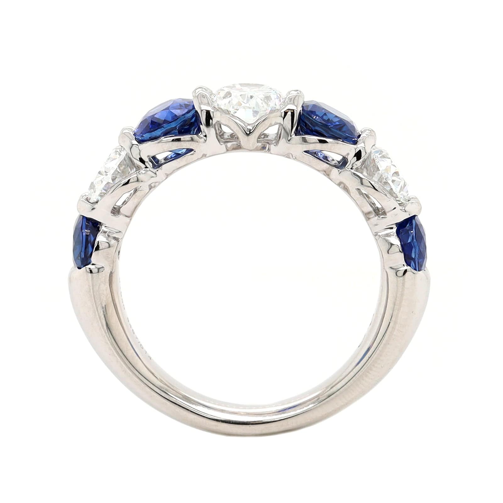 Platinum 7 Stone Alternating Oval Diamond and Sapphire Band – Long's ...