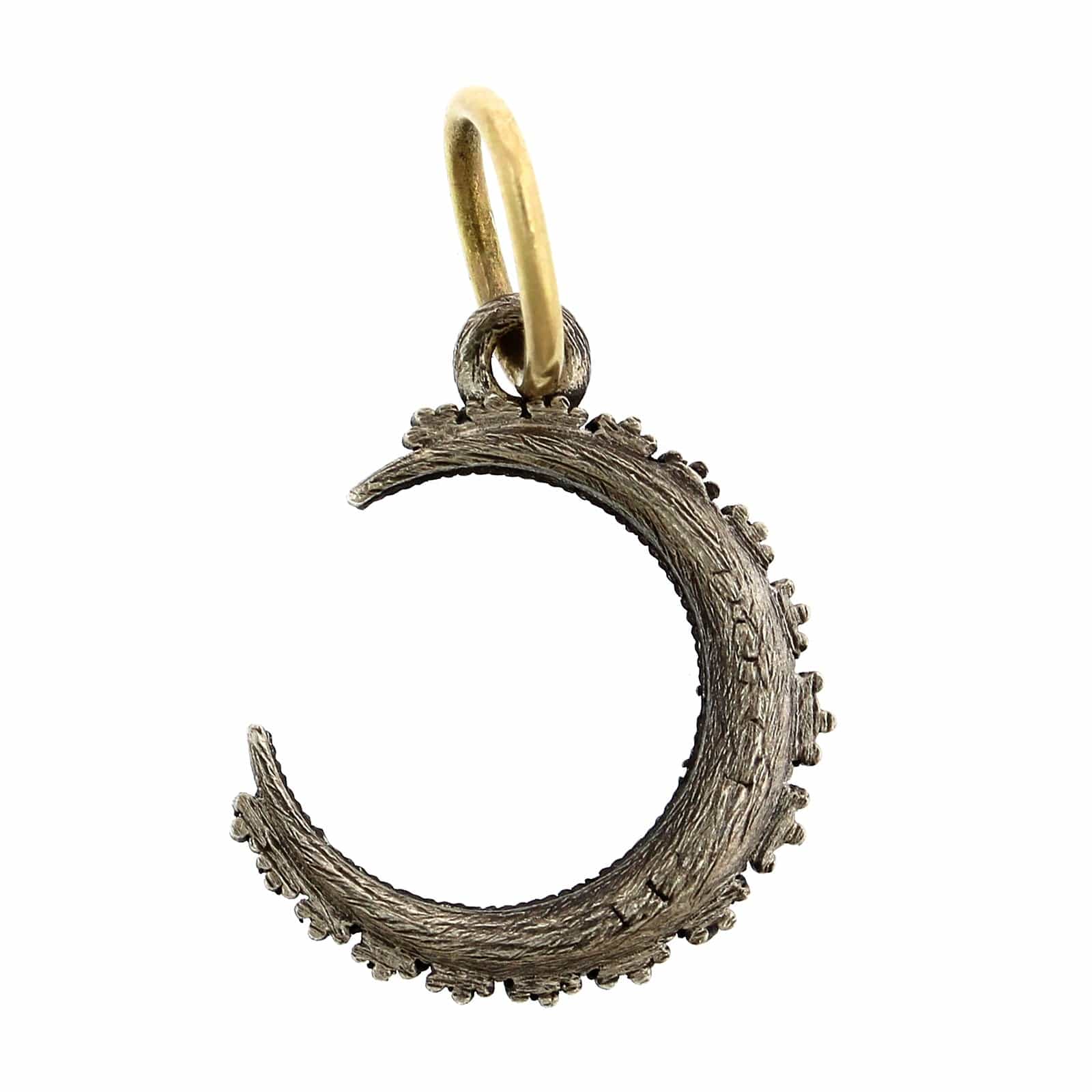 Sterling Silver 18K Yellow Gold Crescent Moon Diamond Charm – Long's ...
