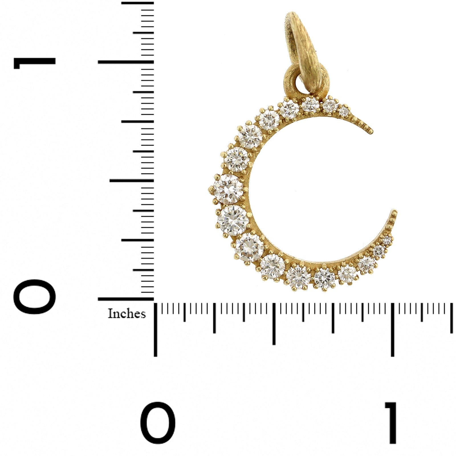 Sterling Silver and 18K Yellow Gold Medium Crescent Moon Diamond Charm ...