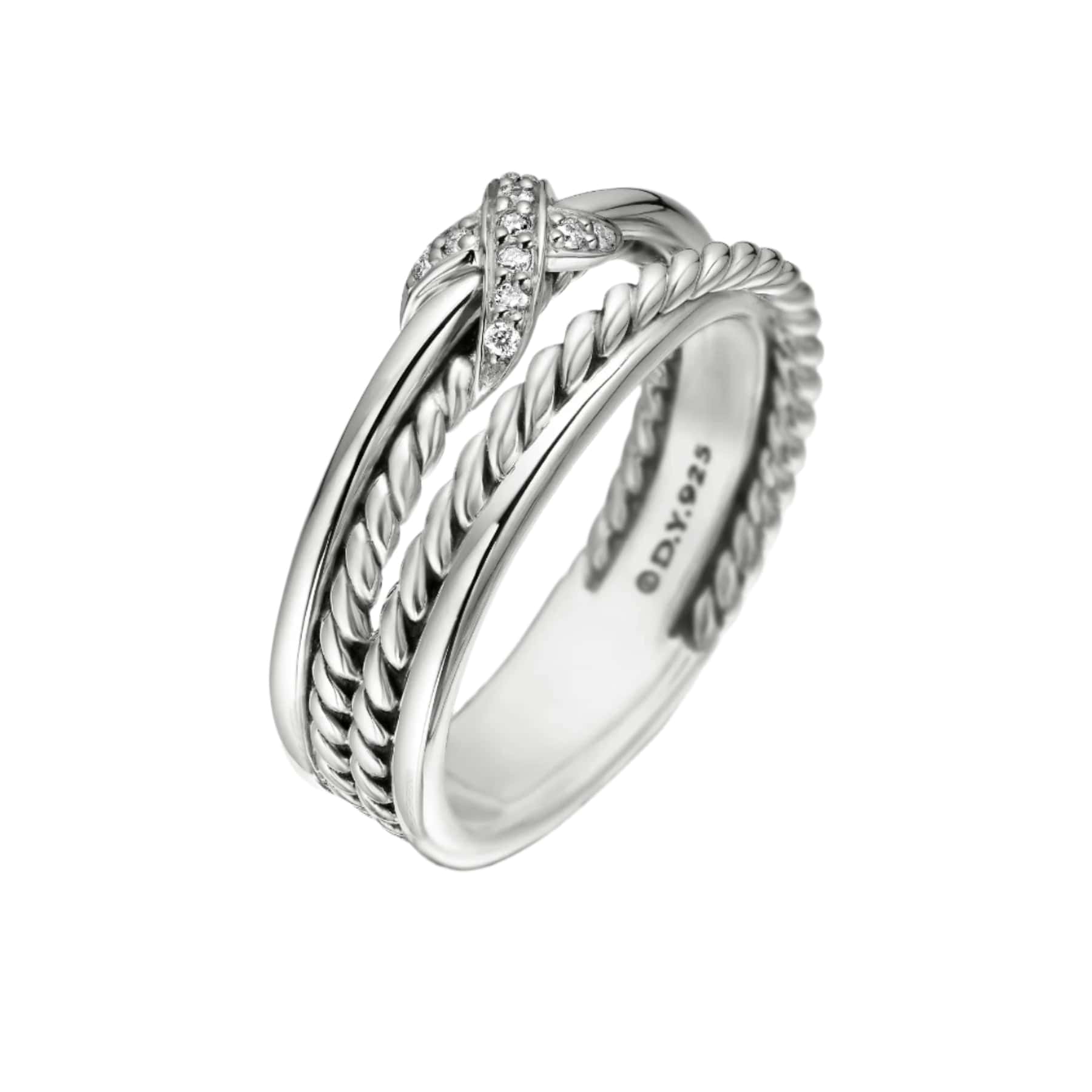 X Crossover Band Ring Sterling Silver with Diamonds, 6mm – Long's Jewelers