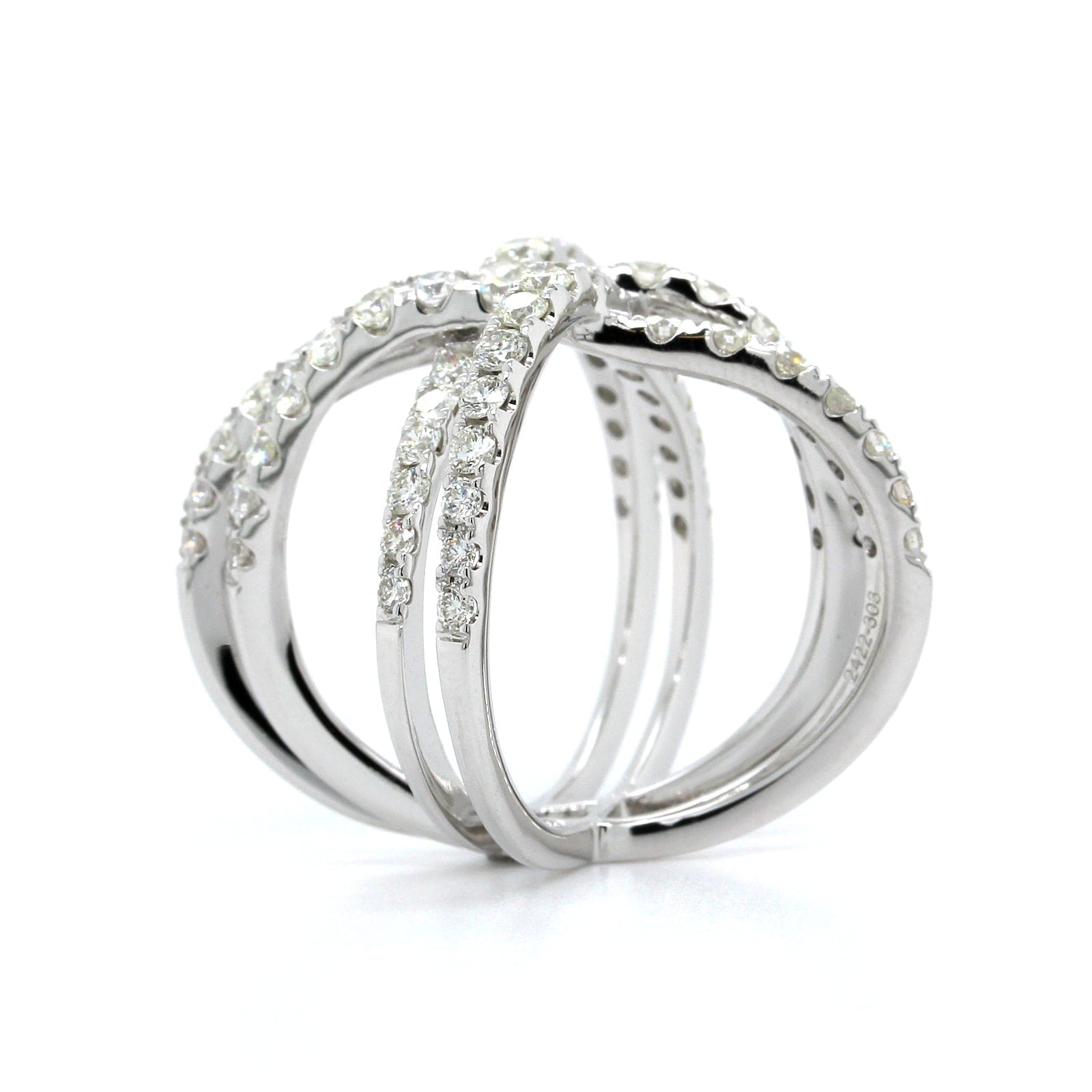14K White Gold Double Crossover Diamond Ring – Long's Jewelers