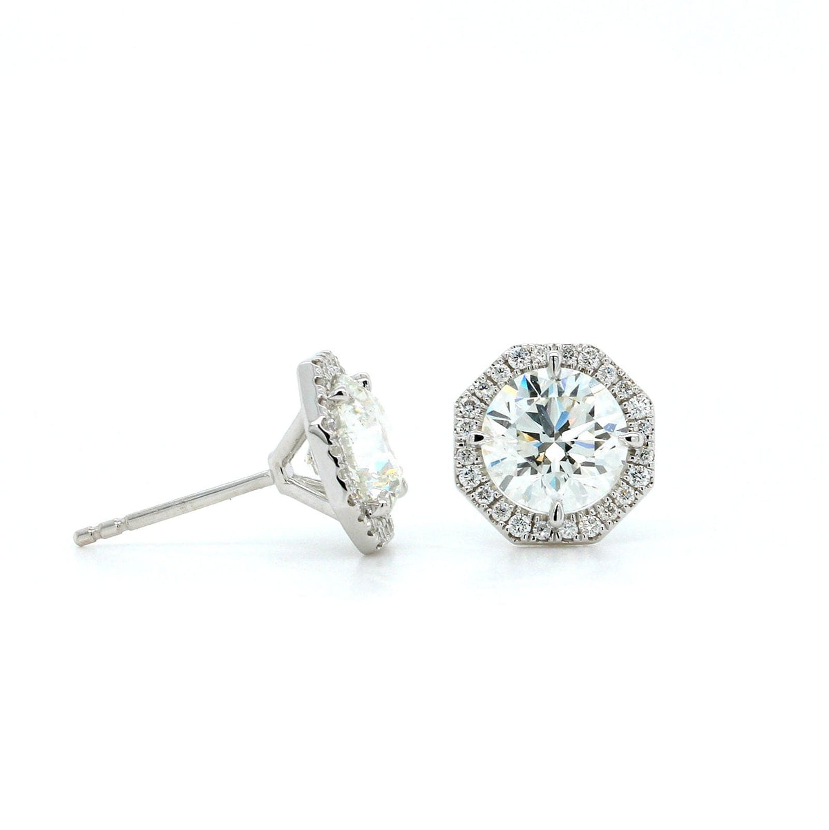 Diamond halo earrings white gold store